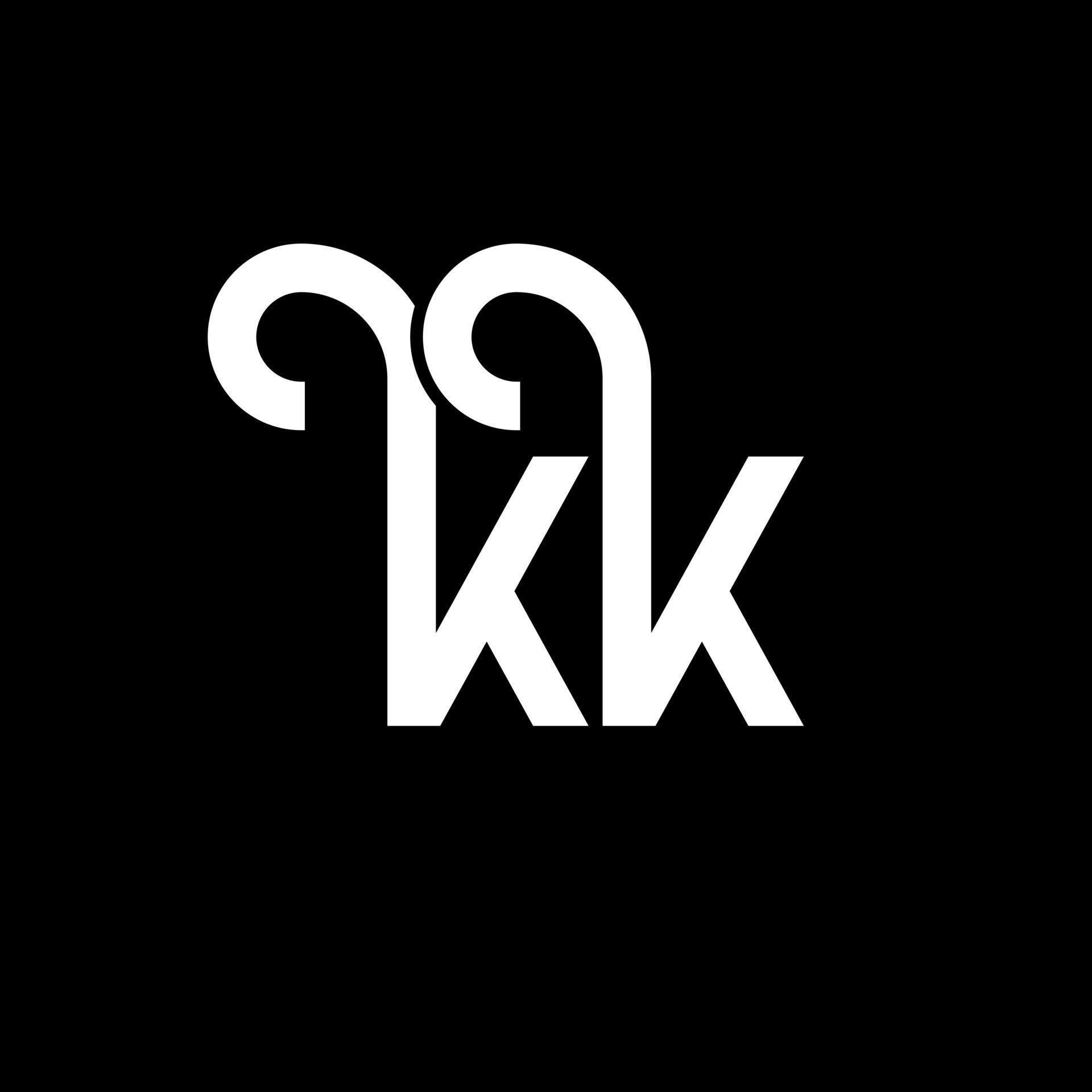 diseño del logotipo de la letra kk sobre fondo negro. concepto de logotipo de letra de iniciales ...