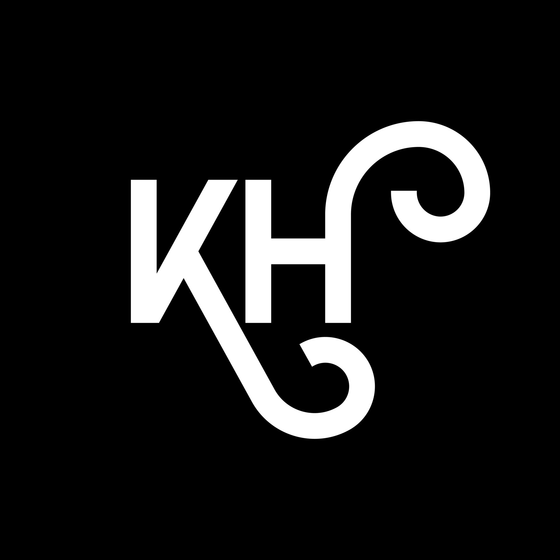 diseño del logotipo de la letra kh sobre fondo negro. concepto de logotipo de letra de iniciales ...