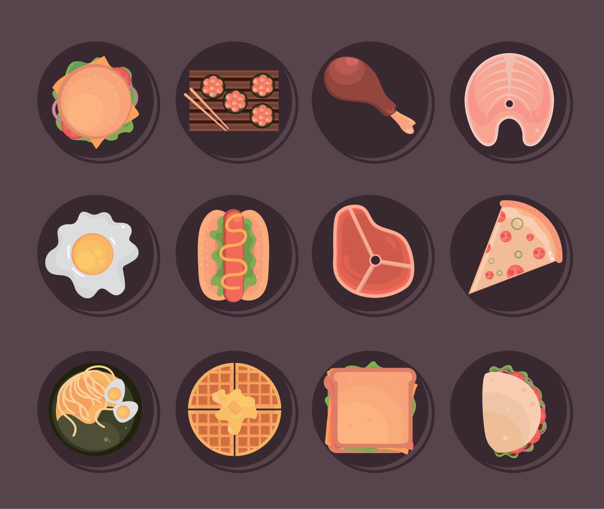 set of food 10461565 Vector Art at Vecteezy