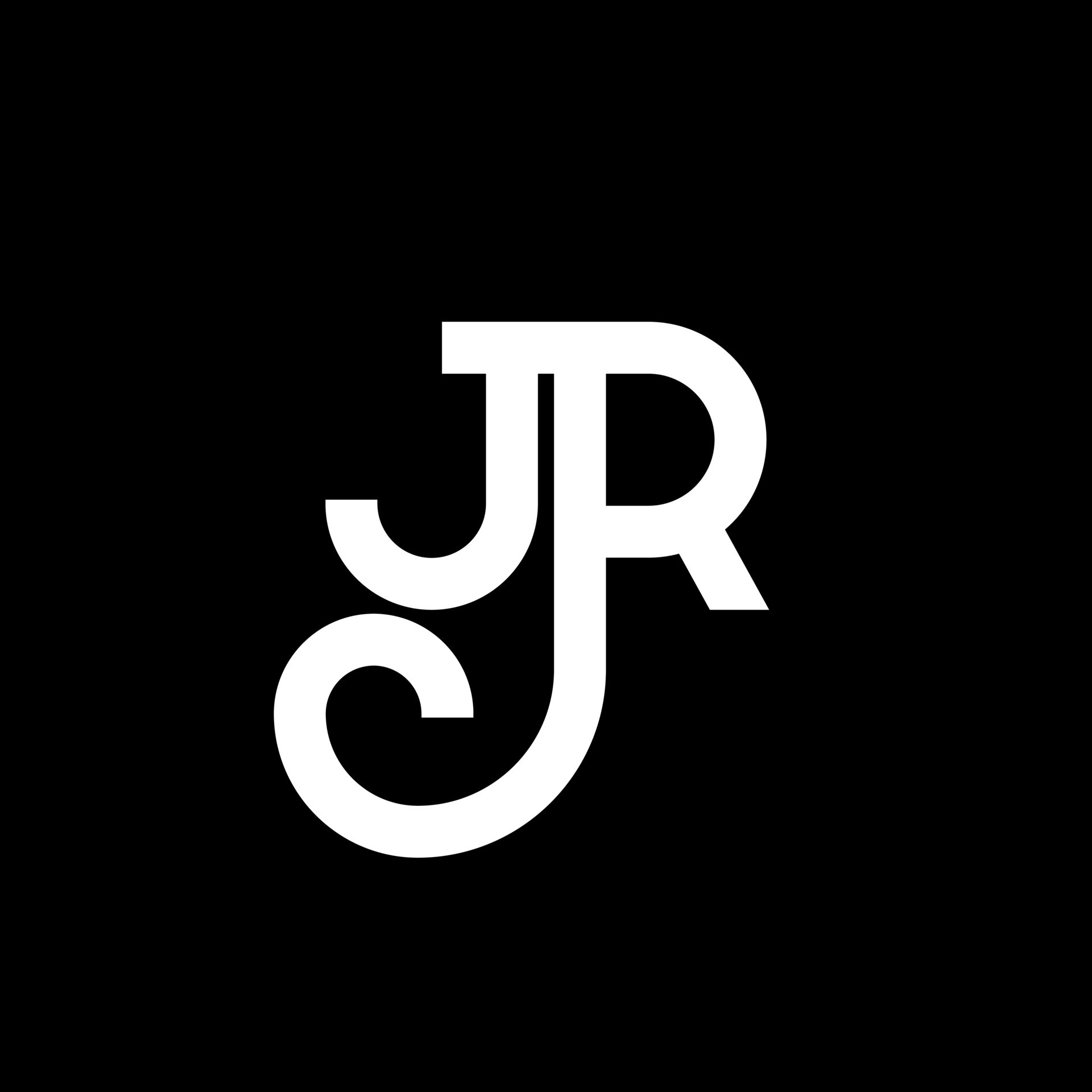 diseño de logotipo de letra jr sobre fondo negro. concepto de logotipo de letra de iniciales ...