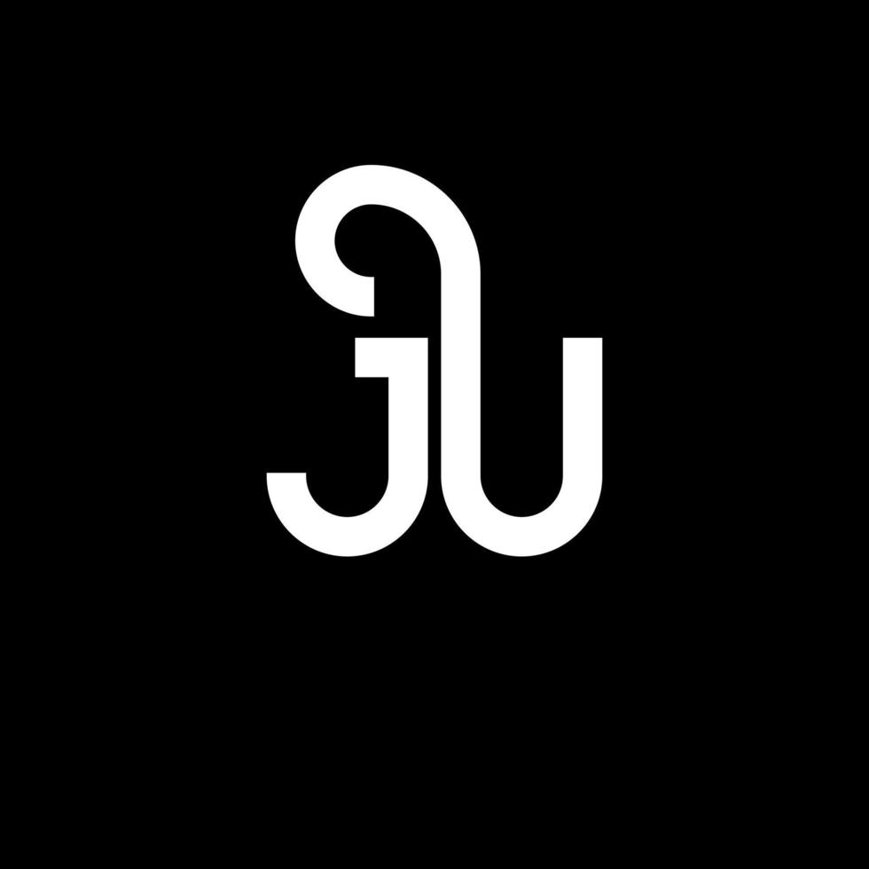 diseño de logotipo de letra ju sobre fondo negro. ju concepto creativo del logotipo de la letra ...