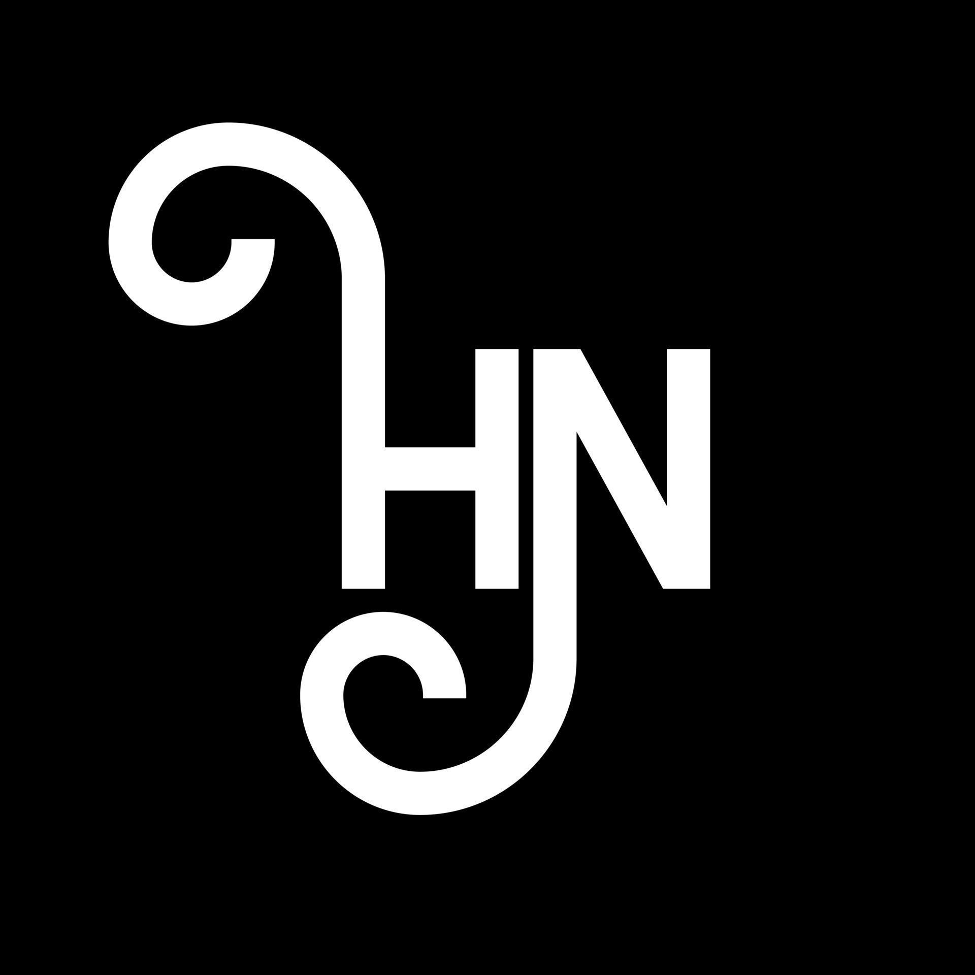 Diseño Del Logotipo De La Letra Hn Sobre Fondo Negro Concepto De