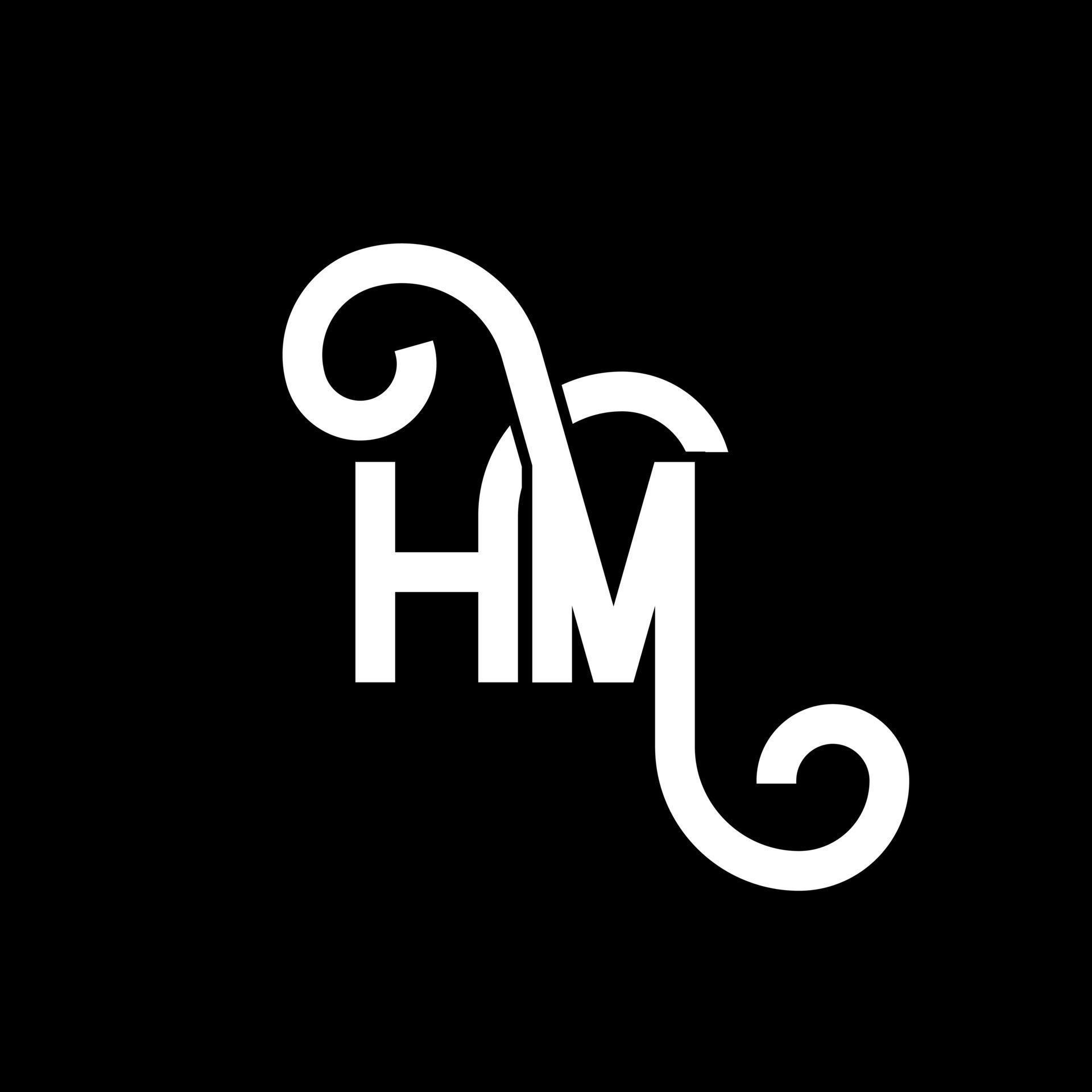HM letter logo design on black background. HM creative initials letter logo concept. hm letter ...