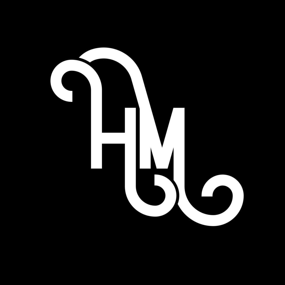 diseño de logotipo de letra hm sobre fondo negro. concepto de logotipo de letra de iniciales ...