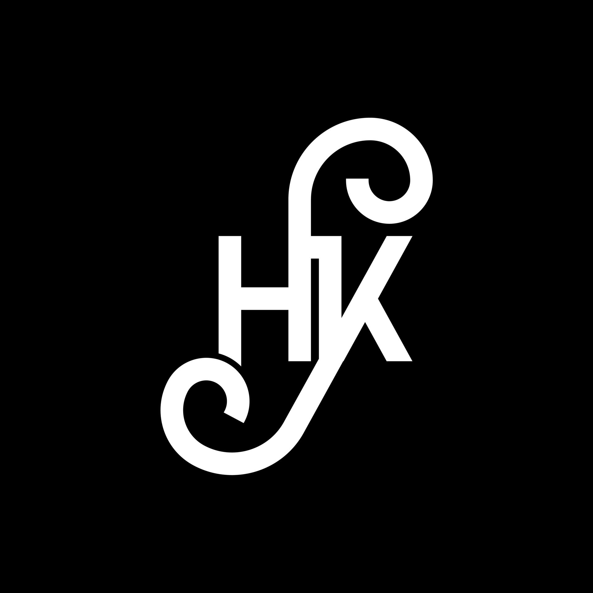 diseño de logotipo de letra hk sobre fondo negro. concepto de logotipo de letra de iniciales ...