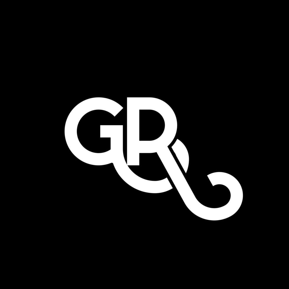 diseño de logotipo de letra gr sobre fondo negro. gr concepto de logotipo de letra inicial ...