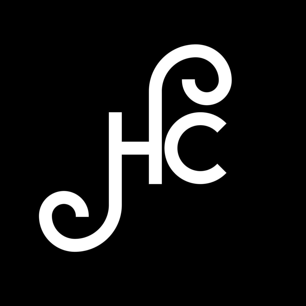 diseño de logotipo de letra hc sobre fondo negro. concepto de logotipo de letra de iniciales ...