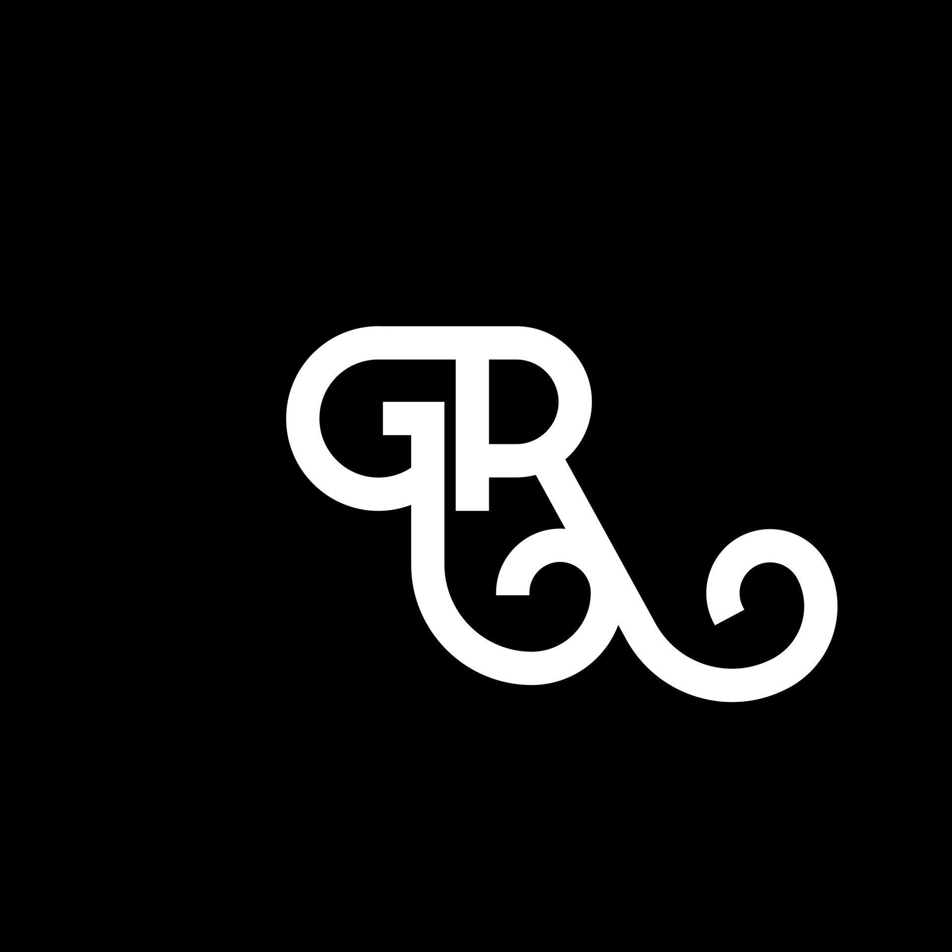 diseño de logotipo de letra gr sobre fondo negro. gr concepto de logotipo de letra inicial ...