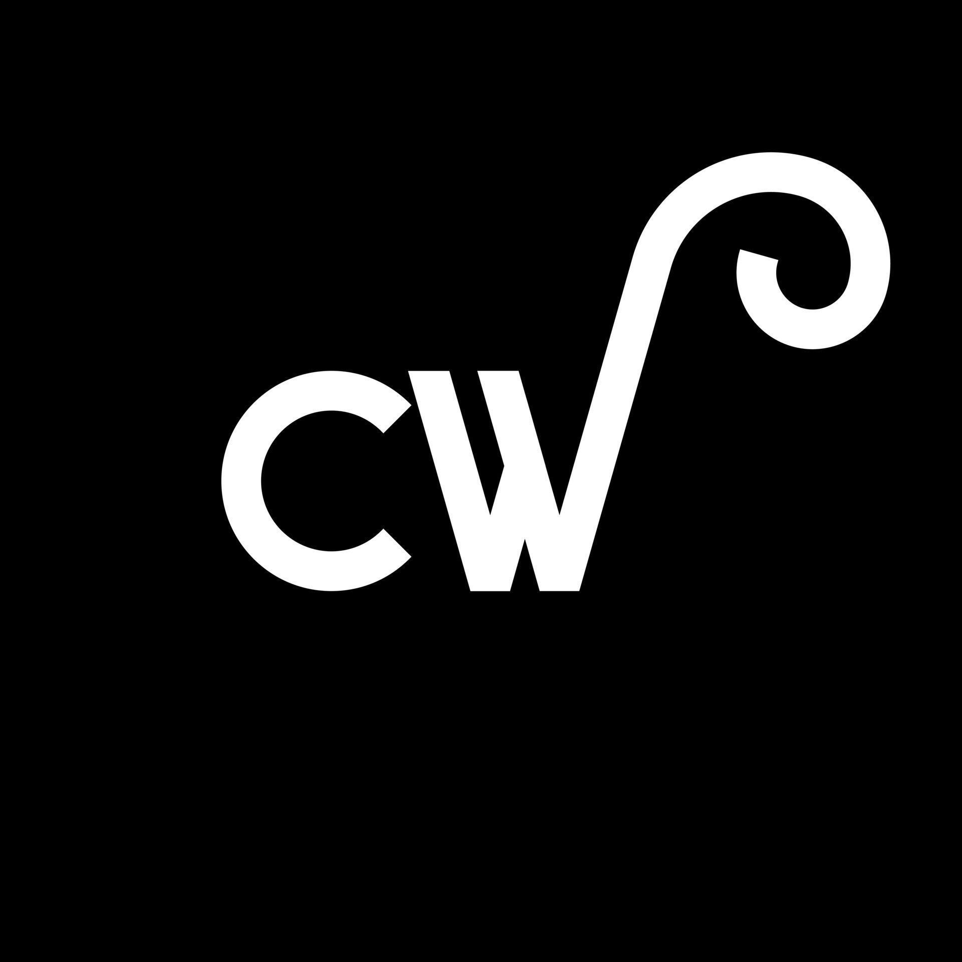 CW letter logo design on black background. CW creative initials letter logo concept. cw letter ...