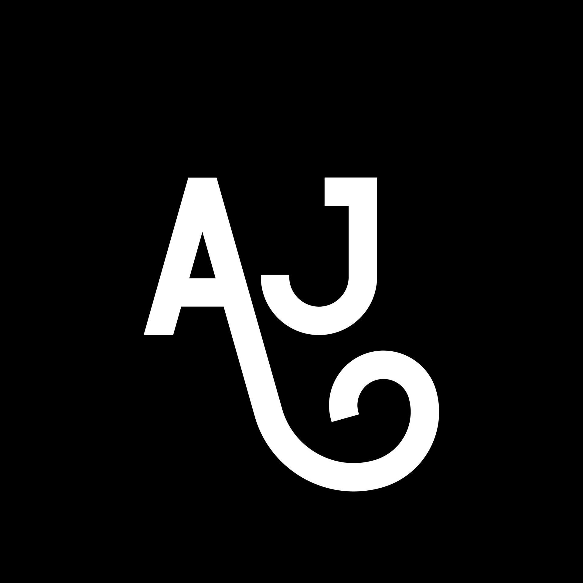 AJ letter logo design on black background. AJ creative initials letter logo concept. aj icon ...