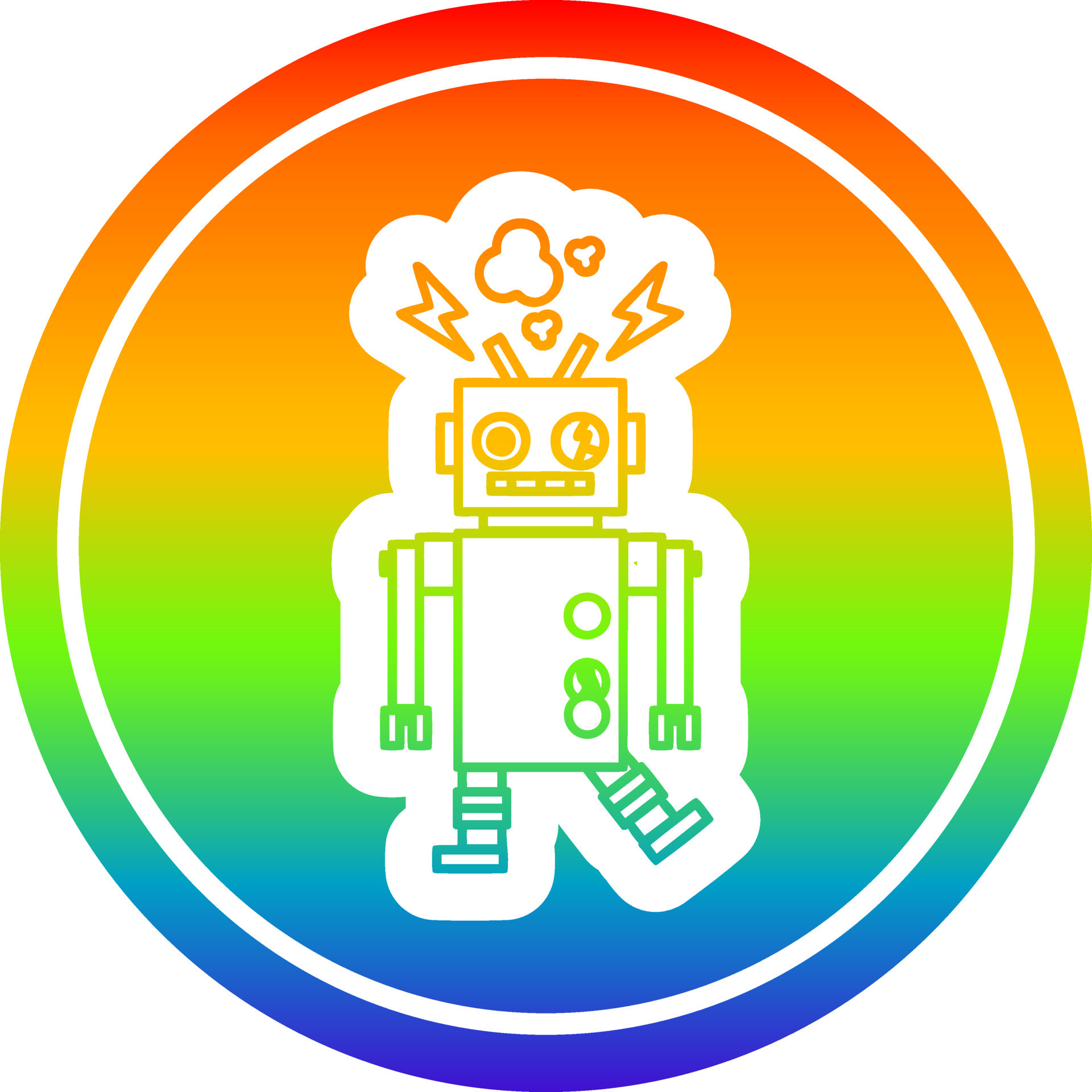 Malfunctioning Robot Circular In Rainbow Spectrum 10472977 Vector Art At Vecteezy