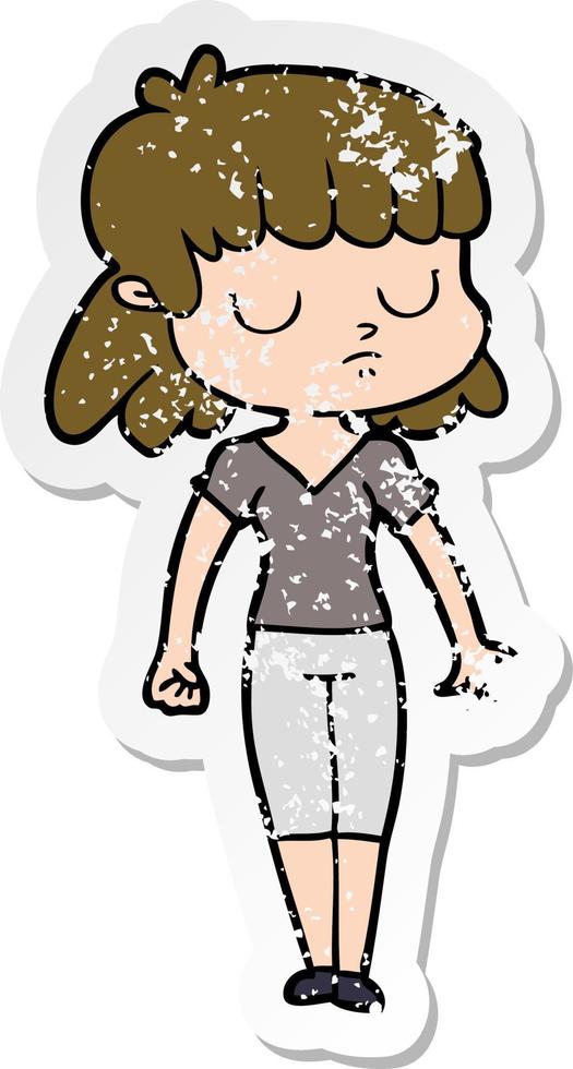 distressed sticker of a cartoon indifferent woman 10474925 Vector Art ...