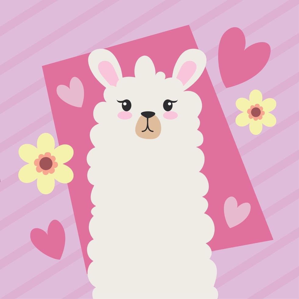 llama with hearts and flowers 10479716 Vector Art at Vecteezy