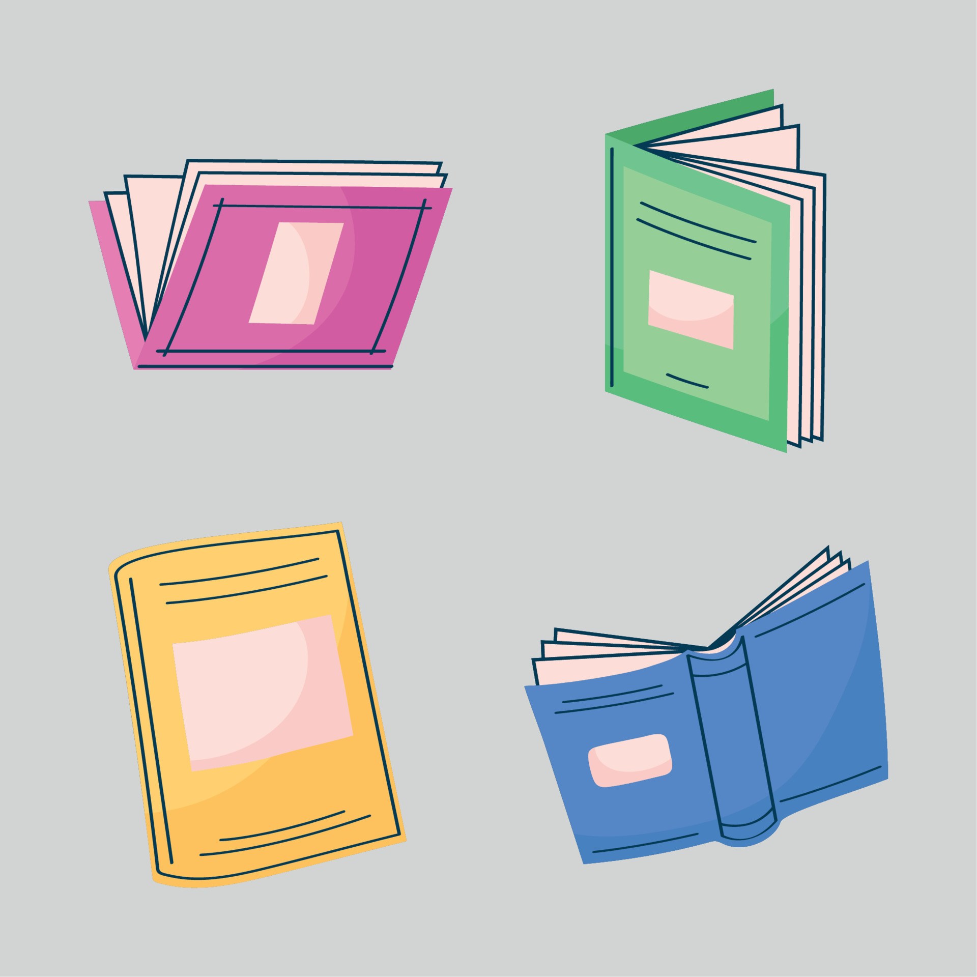four text books icons 10480776 Vector Art at Vecteezy four text books icons 10480776 Vector Art at Vecteezy