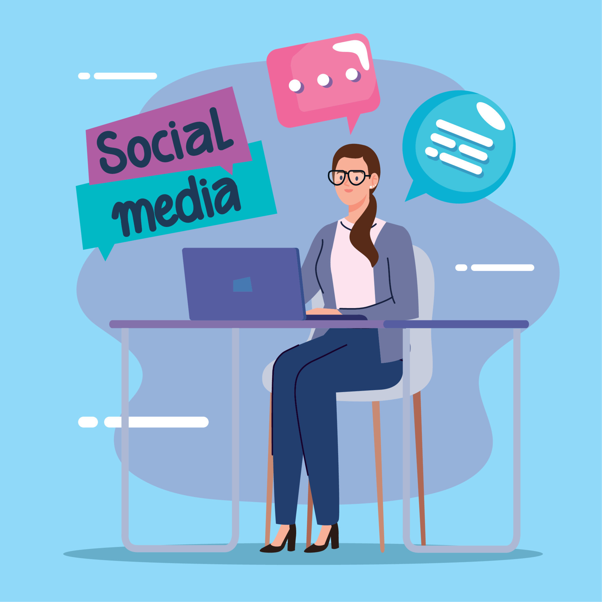 Social Media Lettering With Businesswoman 10481097 Vector Art At Vecteezy