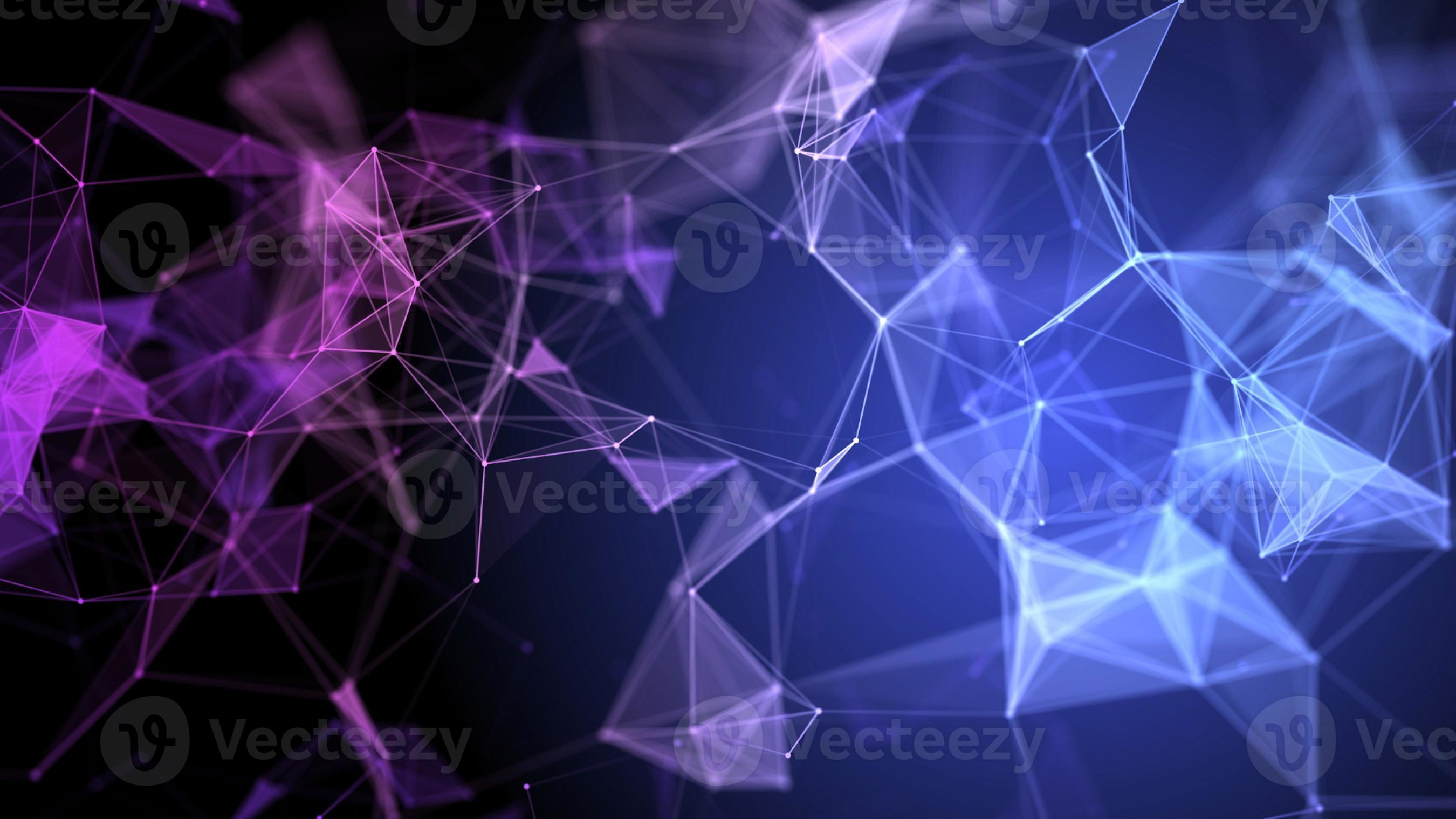 Blue and purple plexus structure. Abstract science, technology and engineering background. Depth ...