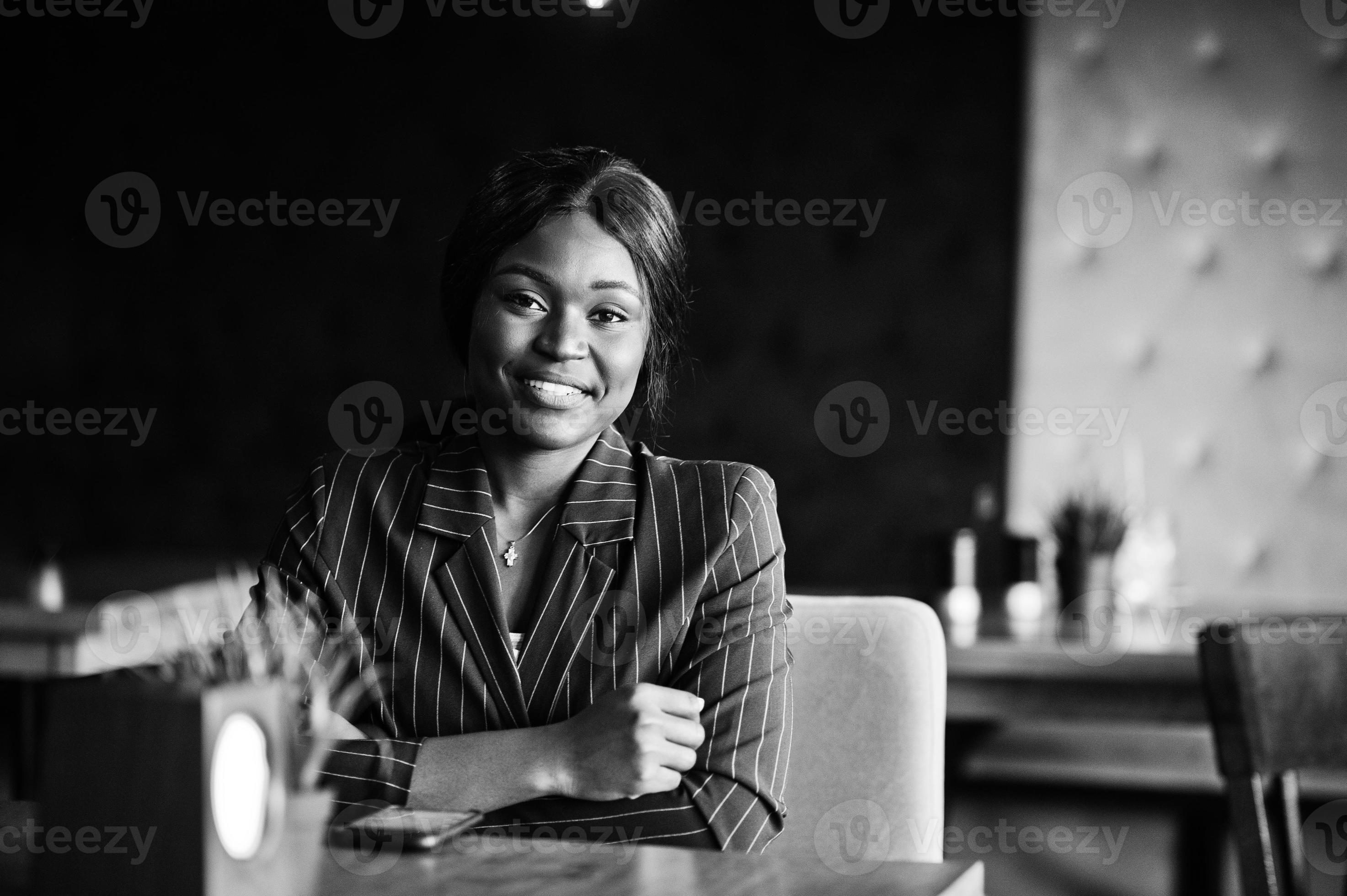 African American Businesswoman Sitting At Table In Cafe Black Girl