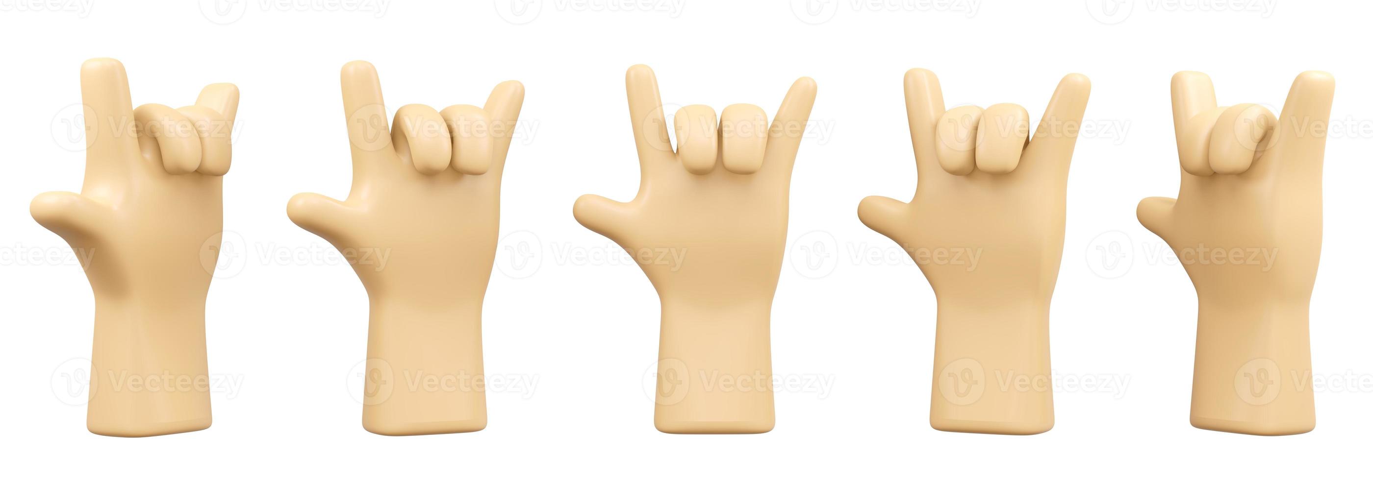 3d Rendering Of Love Hand Sign Isolate On White Background Rotate In Many Views 3d Render