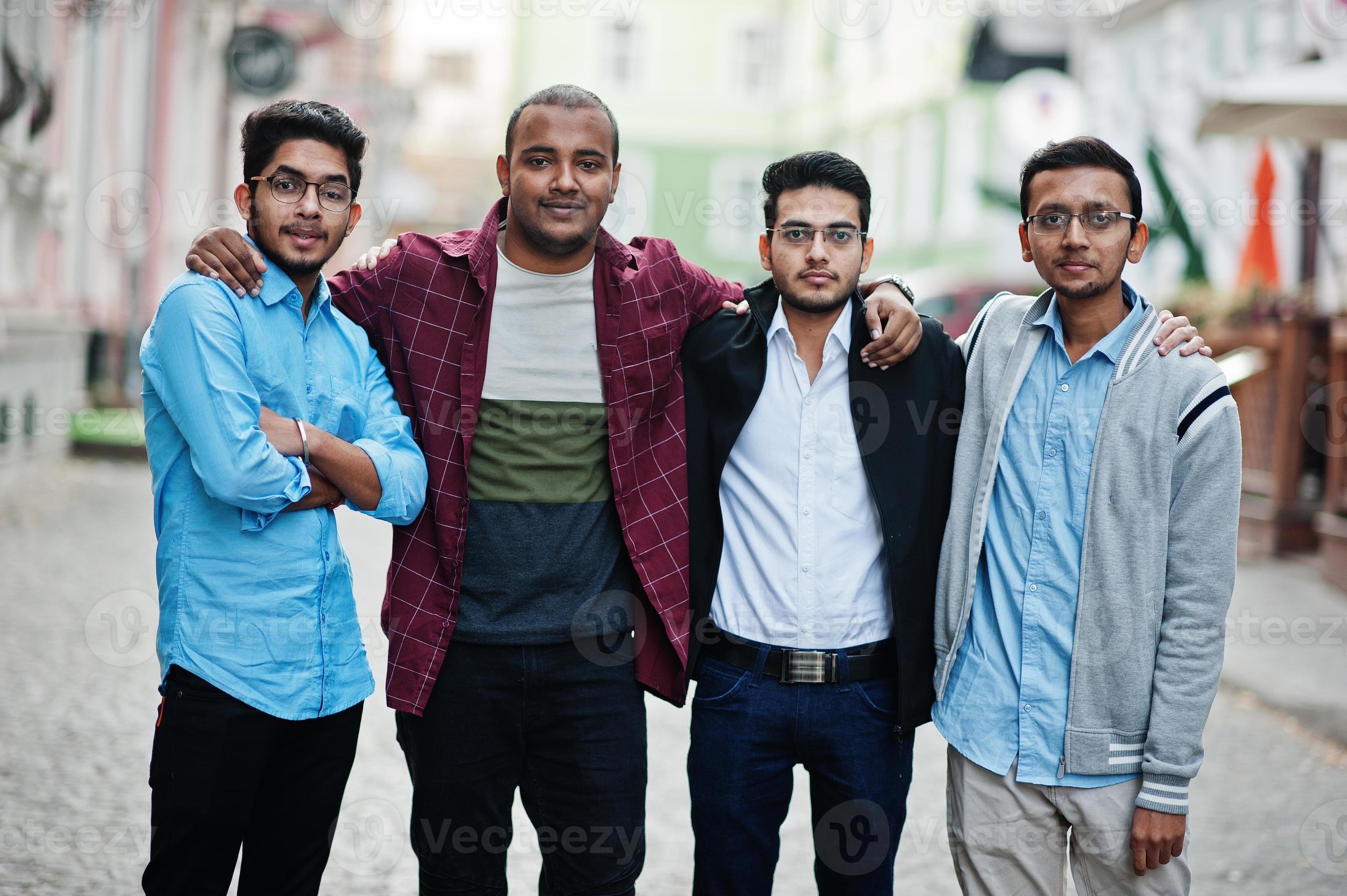 Group of four indian teen male students. Classmates spend time together ... Group of four indian teen male students. Classmates spend time together ...