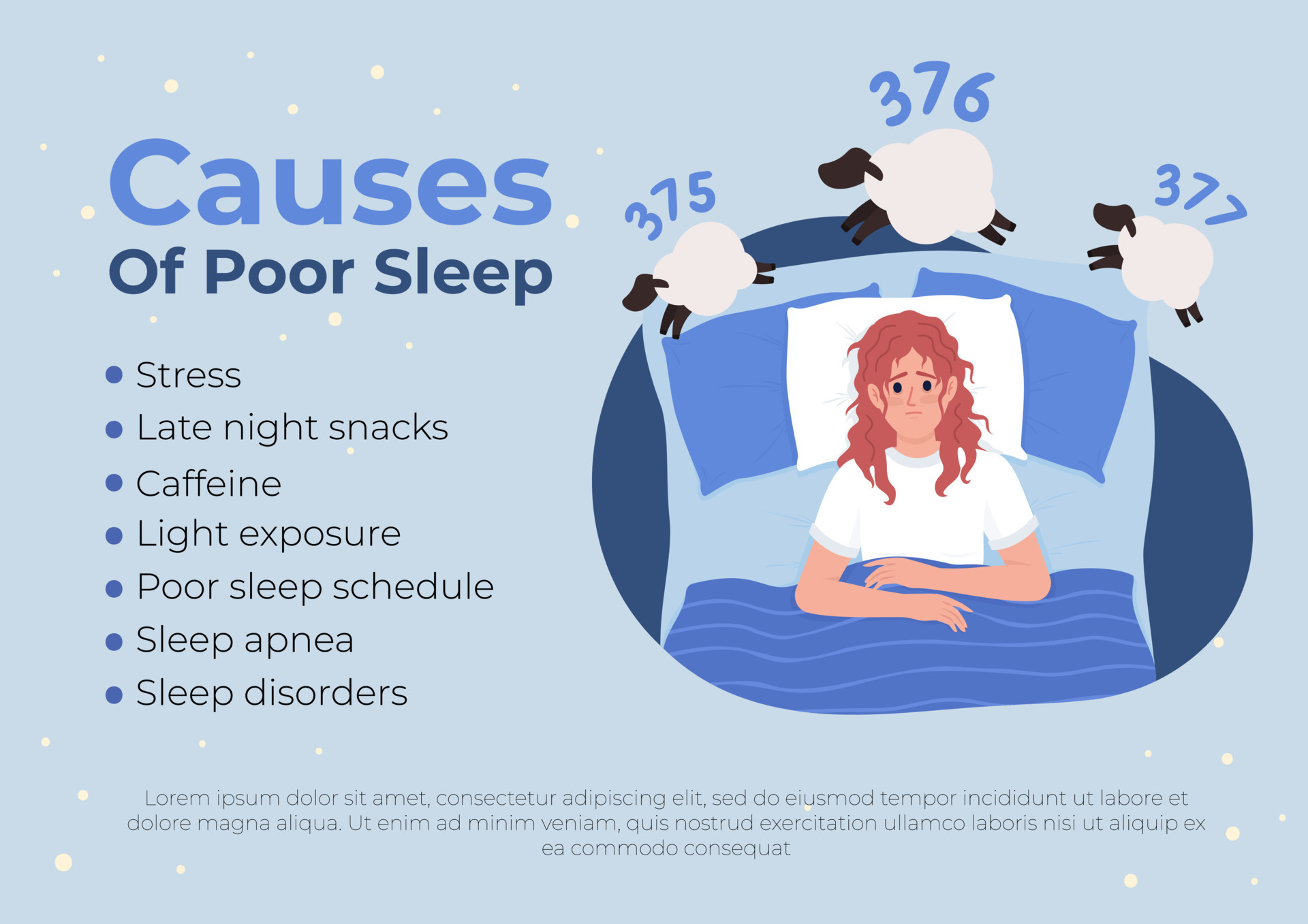 Causes Of Insomnia Flat Vector Banner Template Informative Poster