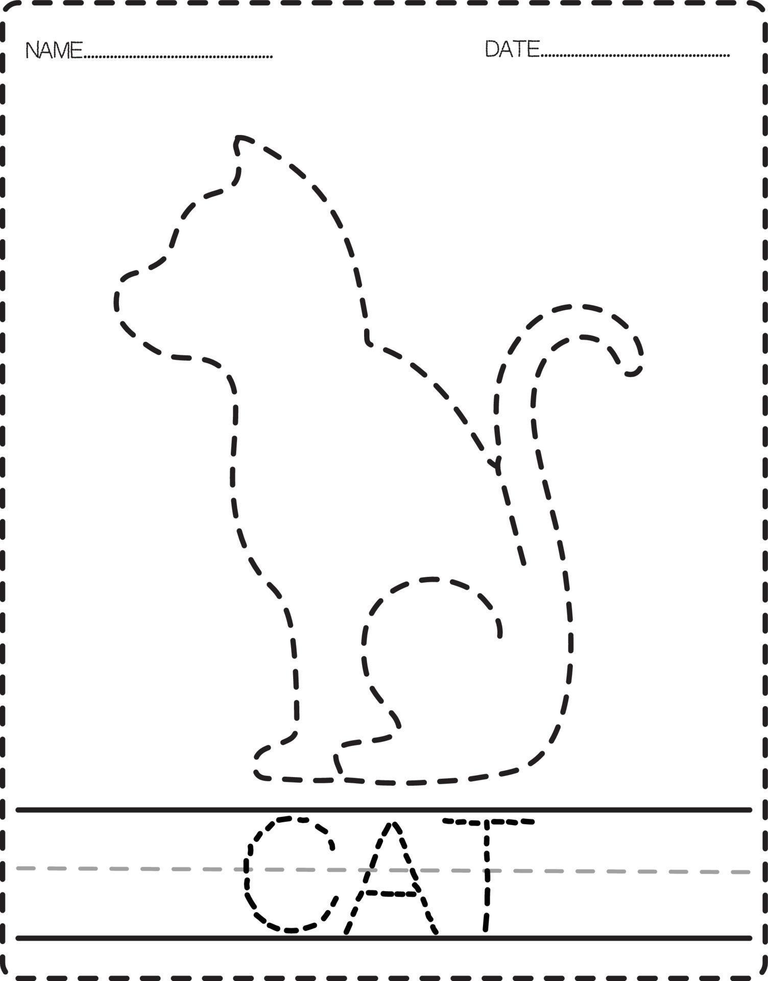 Animal Tracing Book with Example. Preschool worksheet for practicing fine motor skill. Vector ...