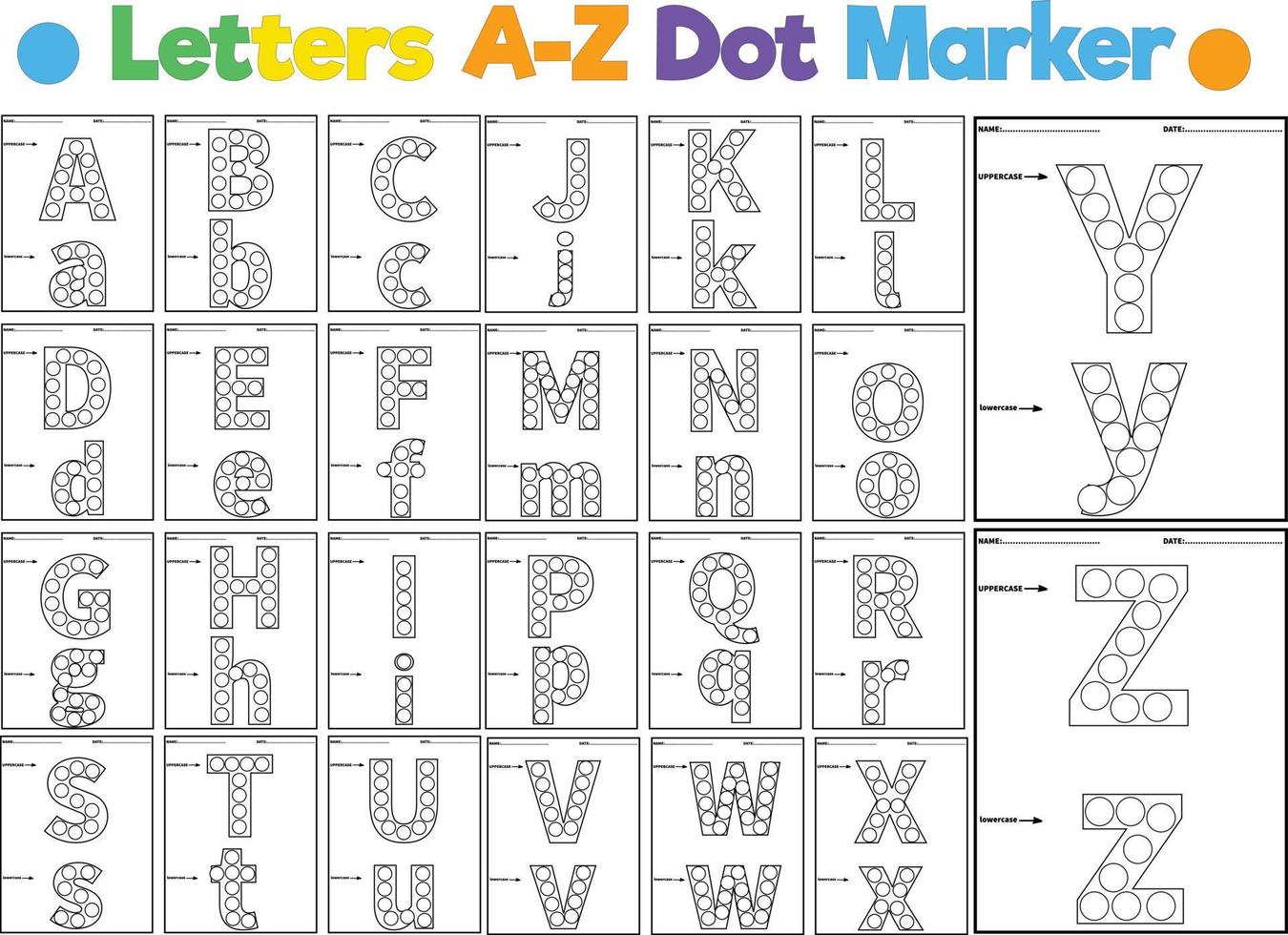 Alphabet dot marker book, dab the dot activity printable worksheets ...