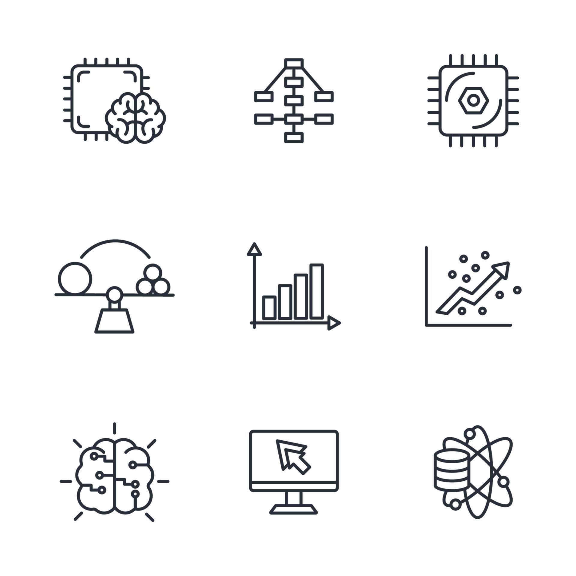 machine learning icons set . machine learning pack symbol vector ...