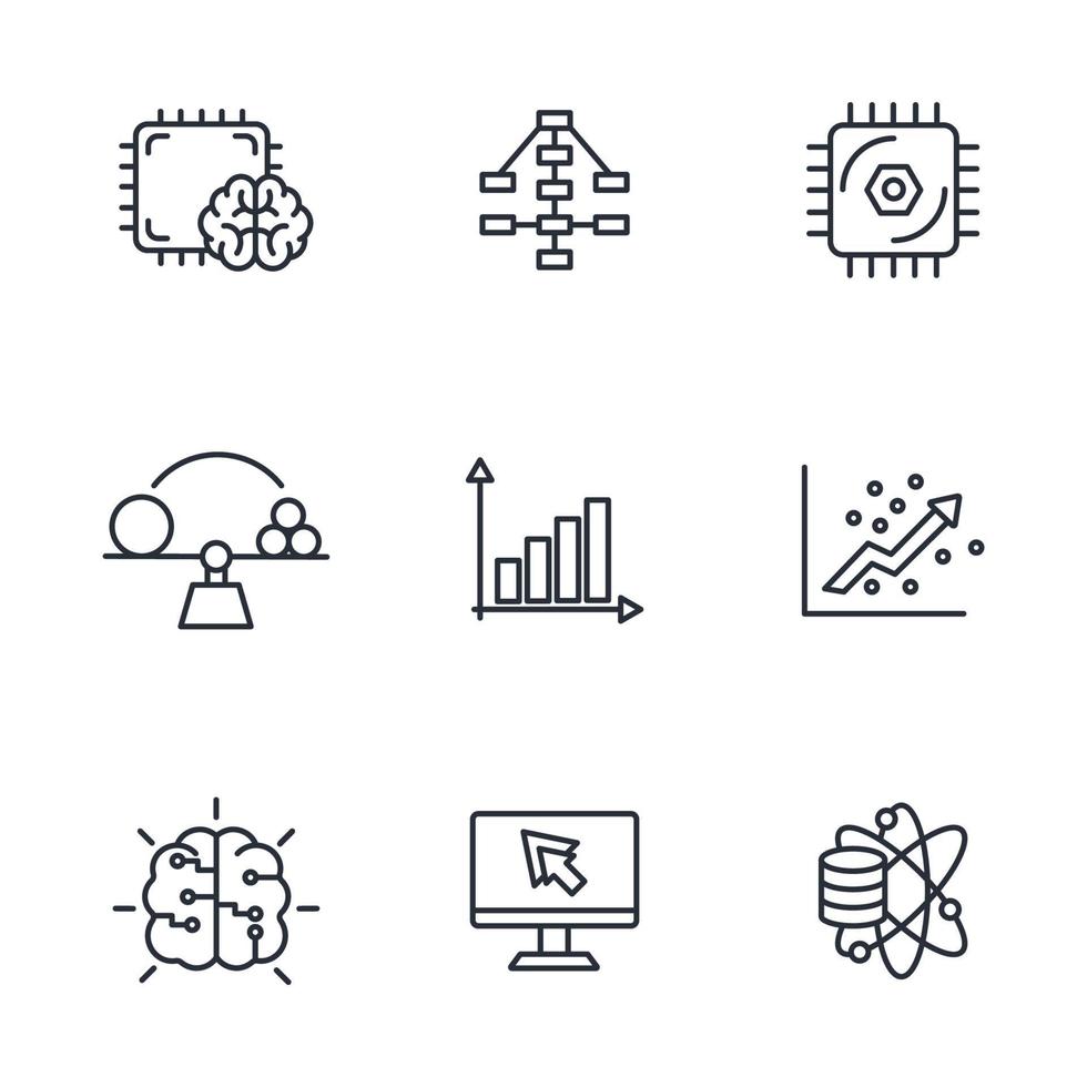 Machine Learning Icons Set Machine Learning Pack Symbol Vector