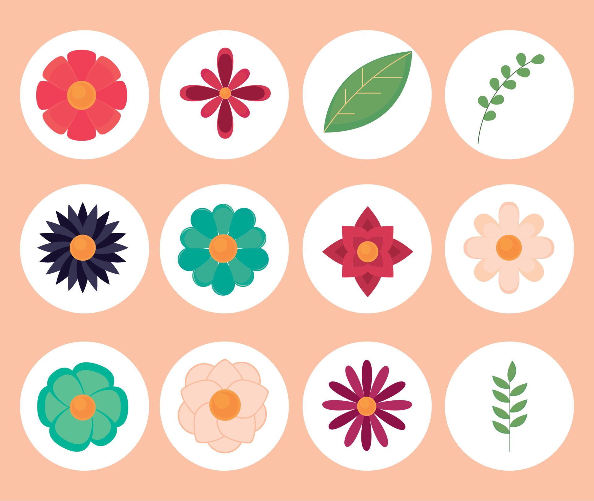 spring flowers and plants 10512829 Vector Art at Vecteezy