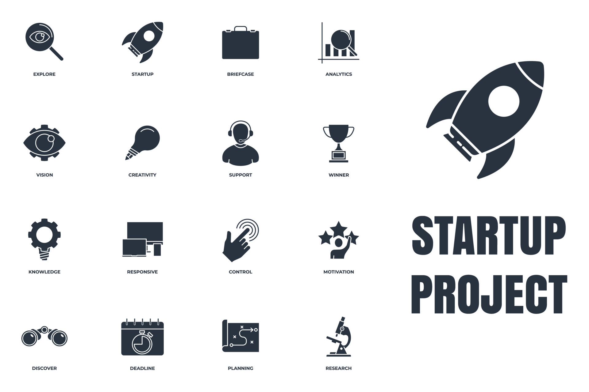 Set Of Startup Project Icon Logo Vector Illustration Development Pack