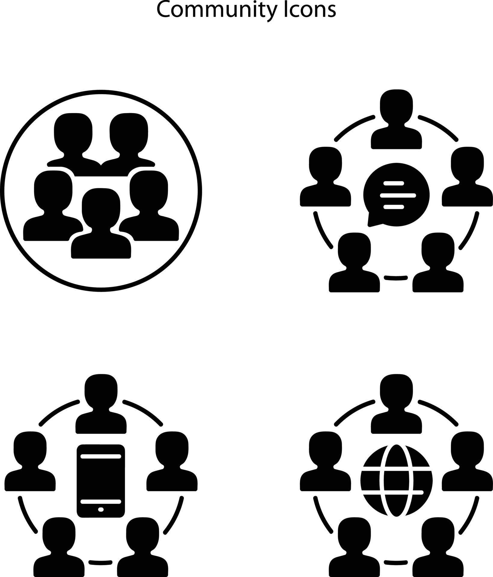 People. Community. Communication. community icons isolated on white ...