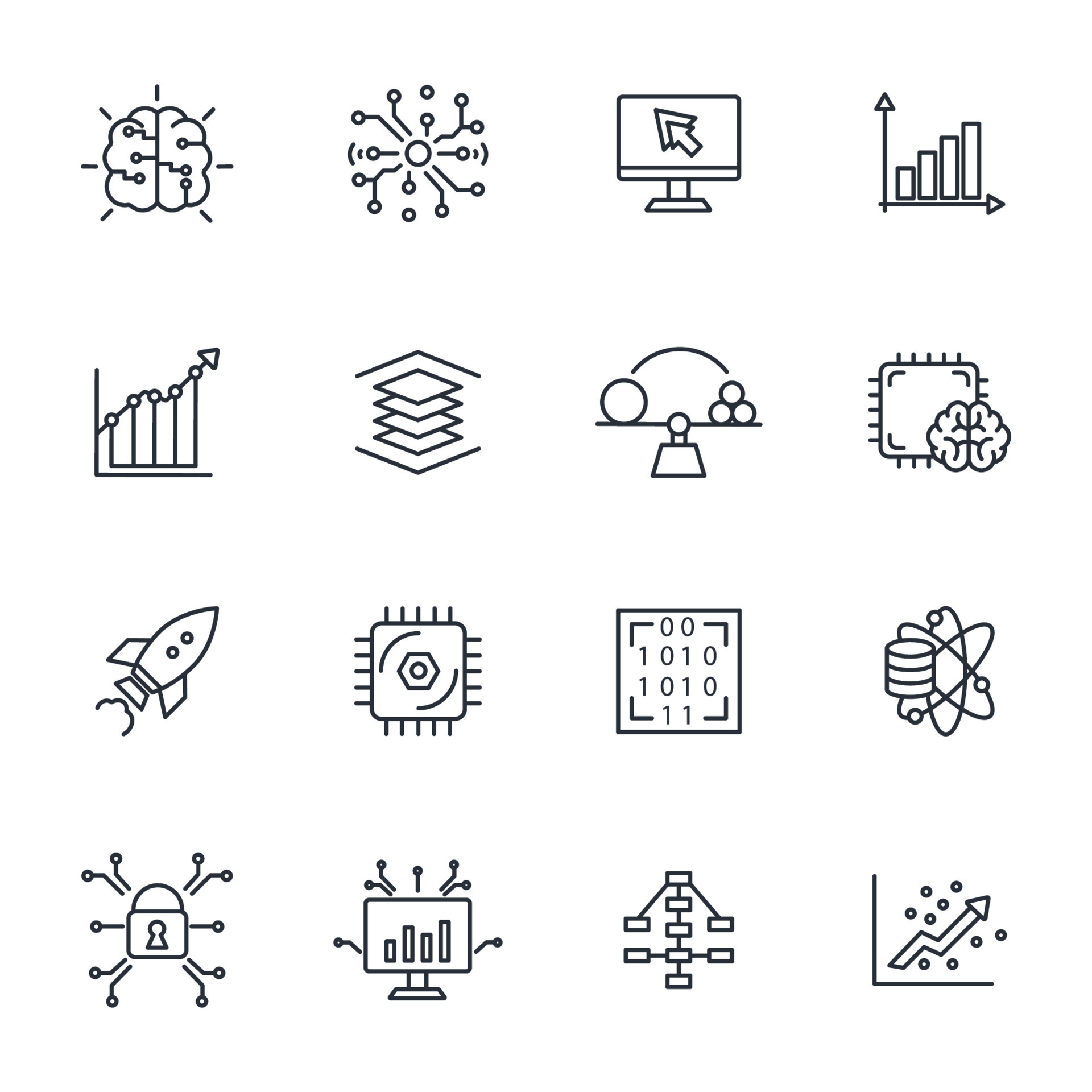 machine learning icons set . machine learning pack symbol vector ...
