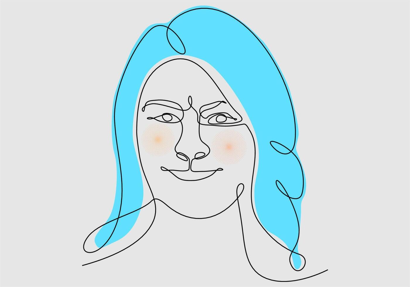 Continuous One Line Drawing Of A Womans Face Horizontal Elegant