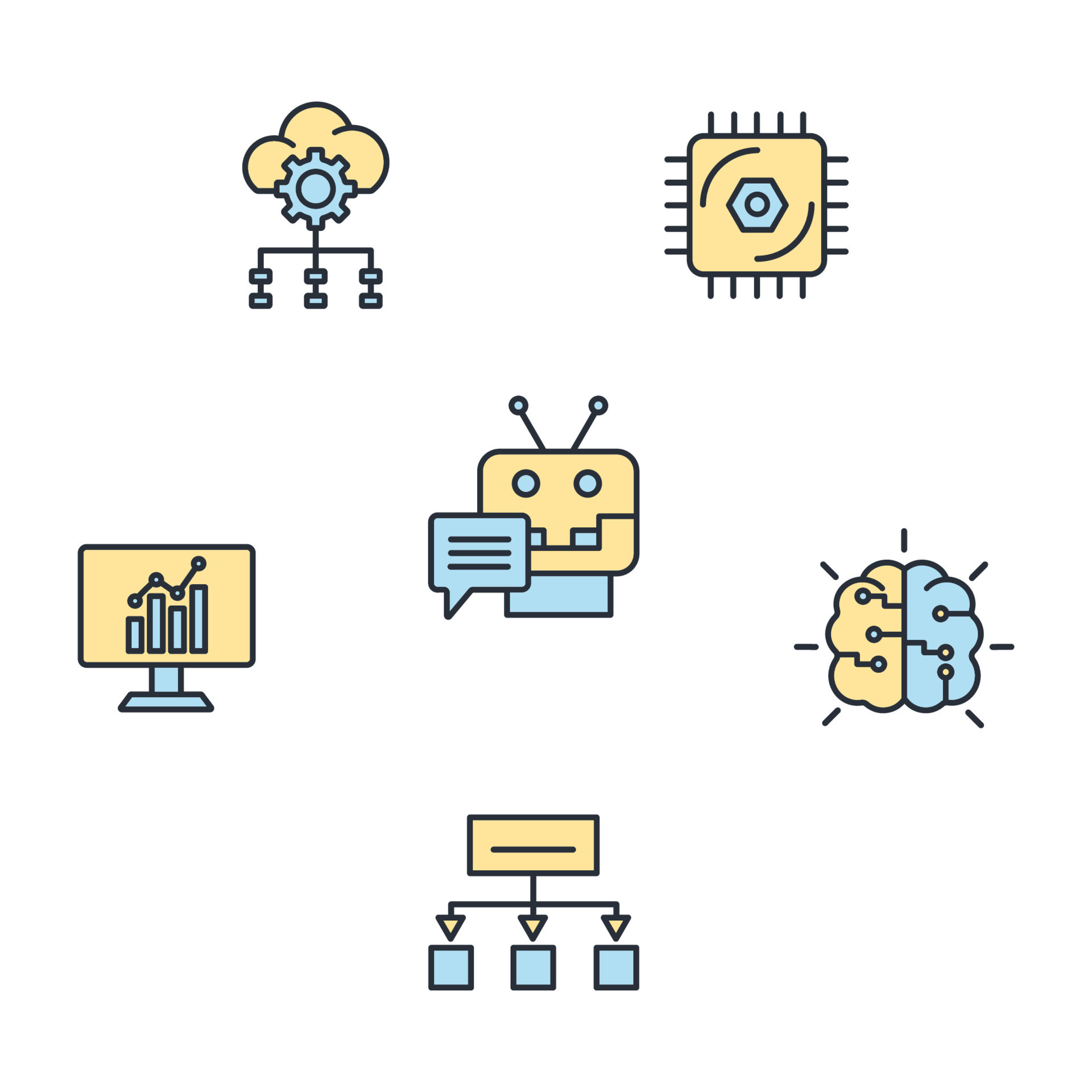 Machine Learning Icons Set Machine Learning Pack Symbol Vector