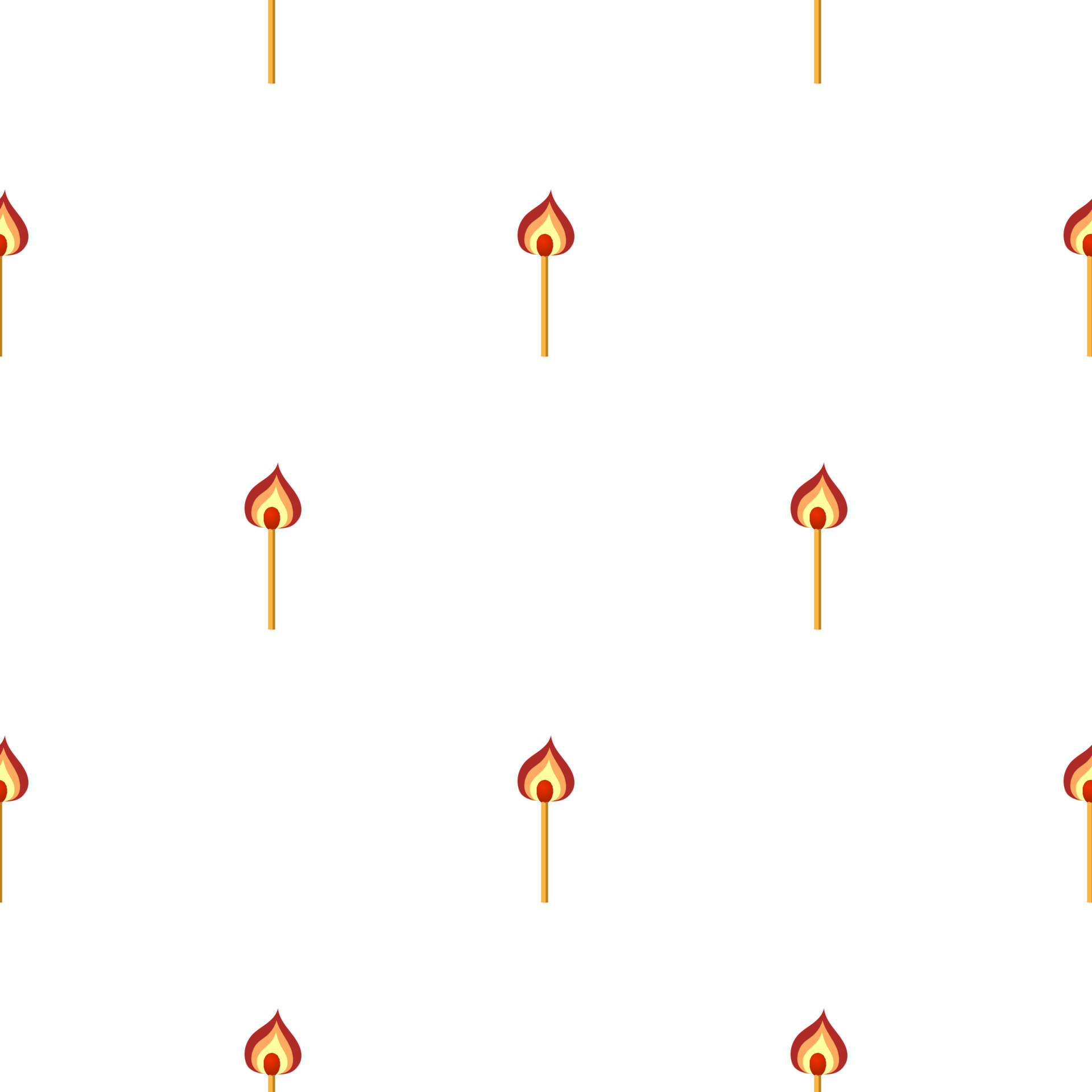 Seamless pattern with burning match on white background. Vector ...