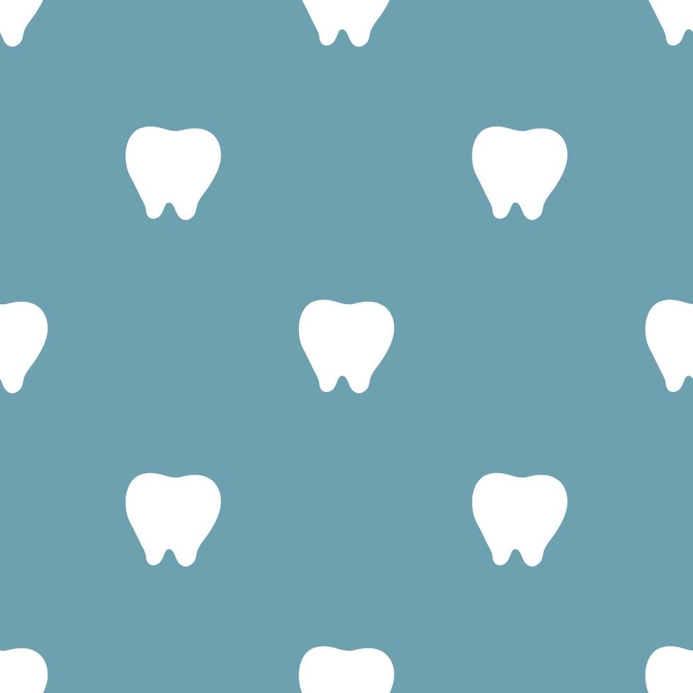 Seamless Pattern With White Tooth Icon On Blue Background Dentist Concept Vector Illustration