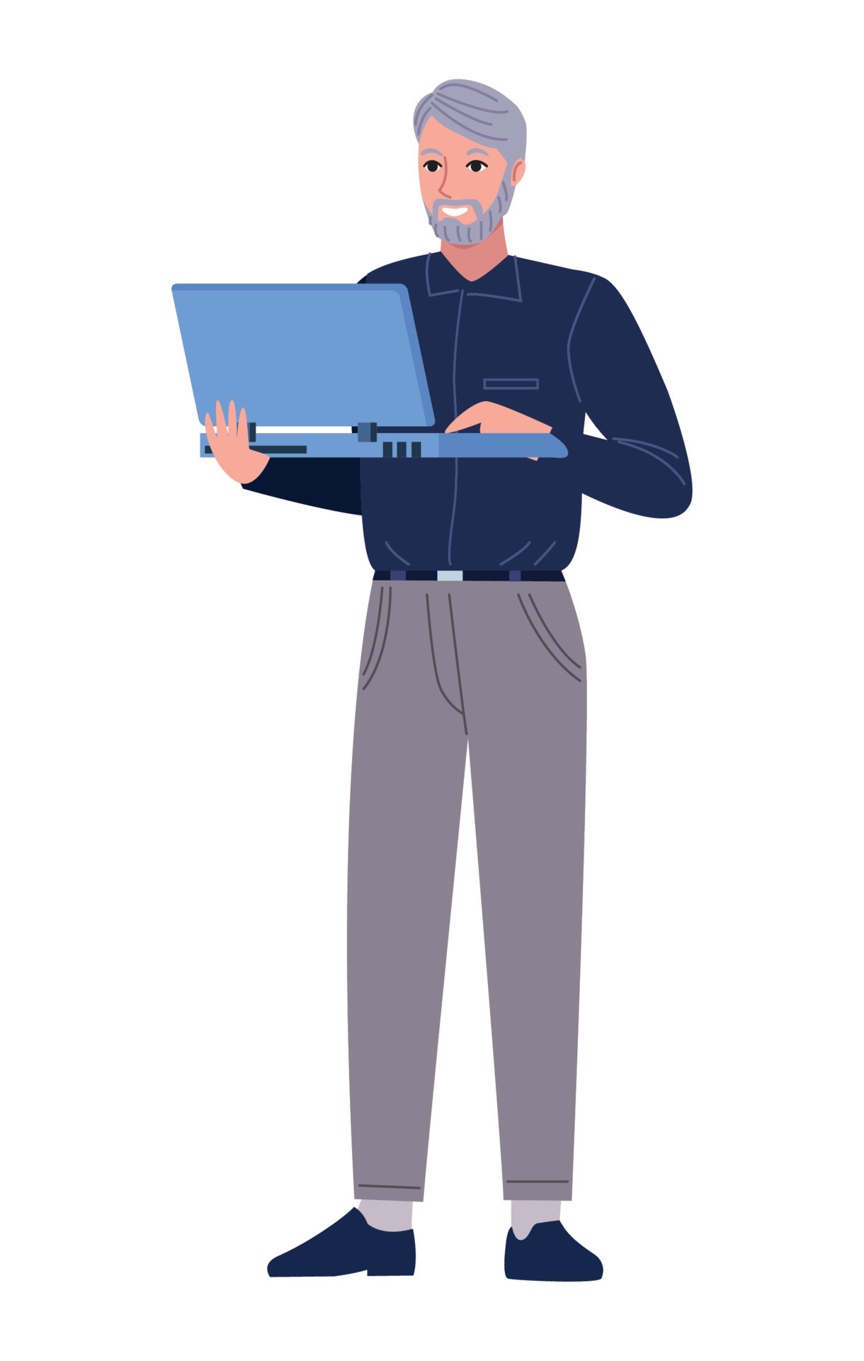 adult businessman using laptop 10529199 Vector Art at Vecteezy