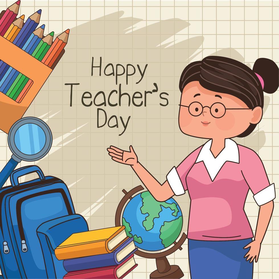 Happy Teachers Day Lettering 10530895 Vector Art At Vecteezy