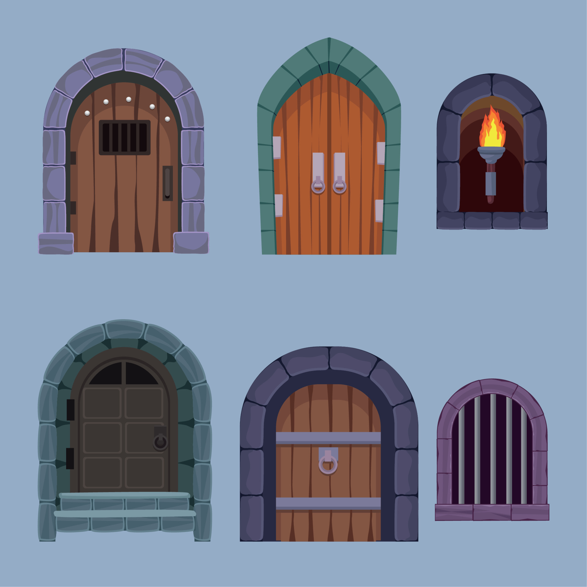 six antique castle icons 10530899 Vector Art at Vecteezy