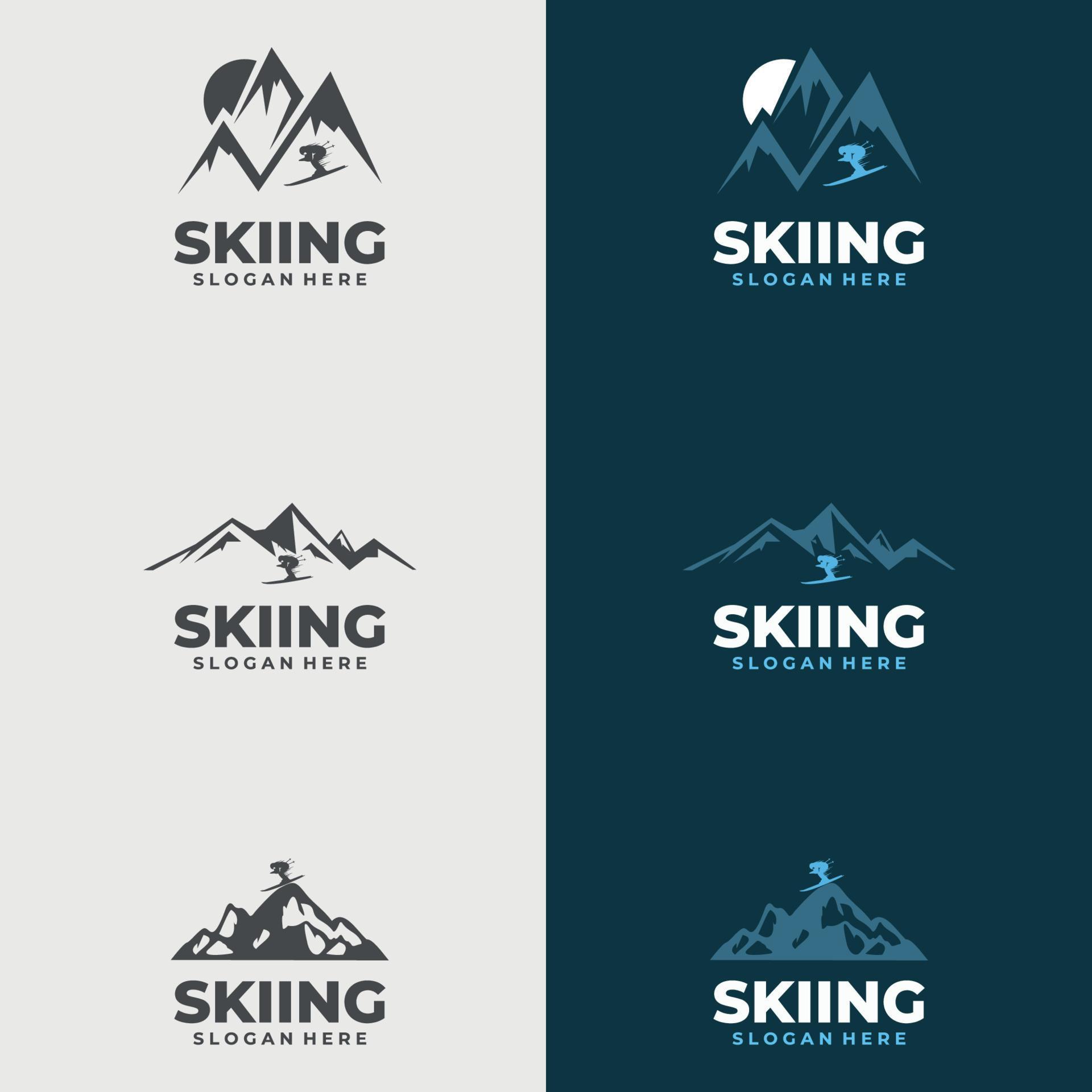 ski club logo, skier icon, skiing, mountains. Silhouette Ski logo ...