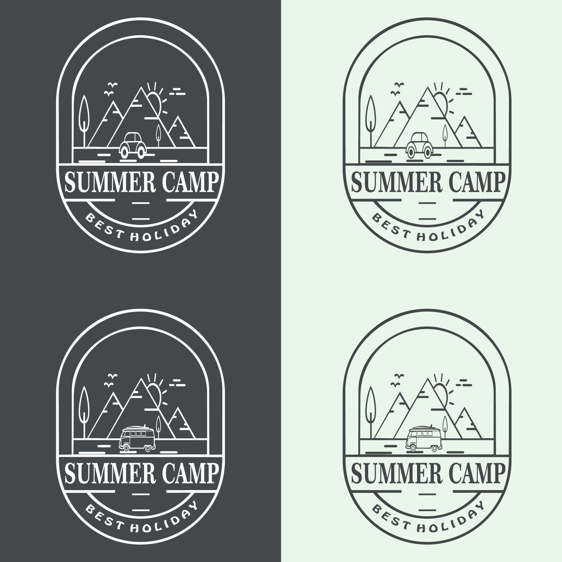 diseño de emblema gráfico del logotipo de la insignia del campamento de verano retro. adecuado ...