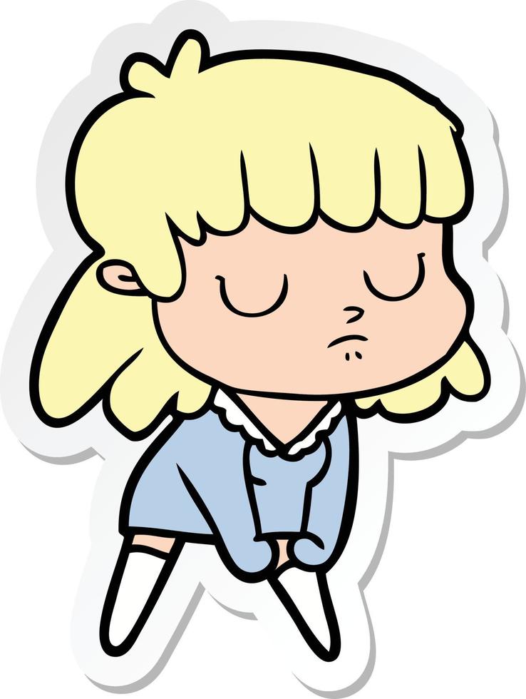 sticker of a cartoon indifferent woman 10535003 Vector Art at Vecteezy