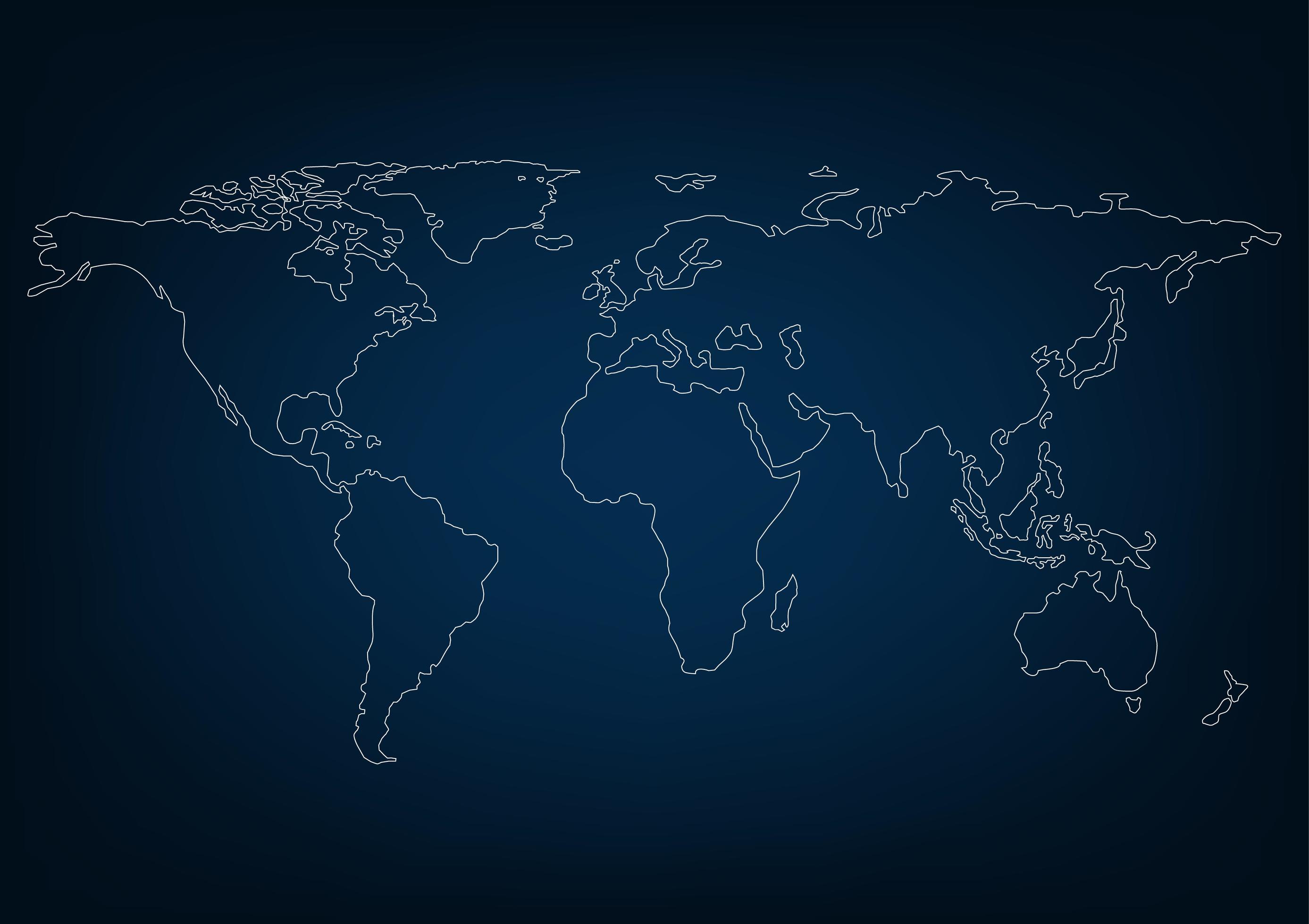 Map World Seperate Countries Blue background with Outline 10538537 ...