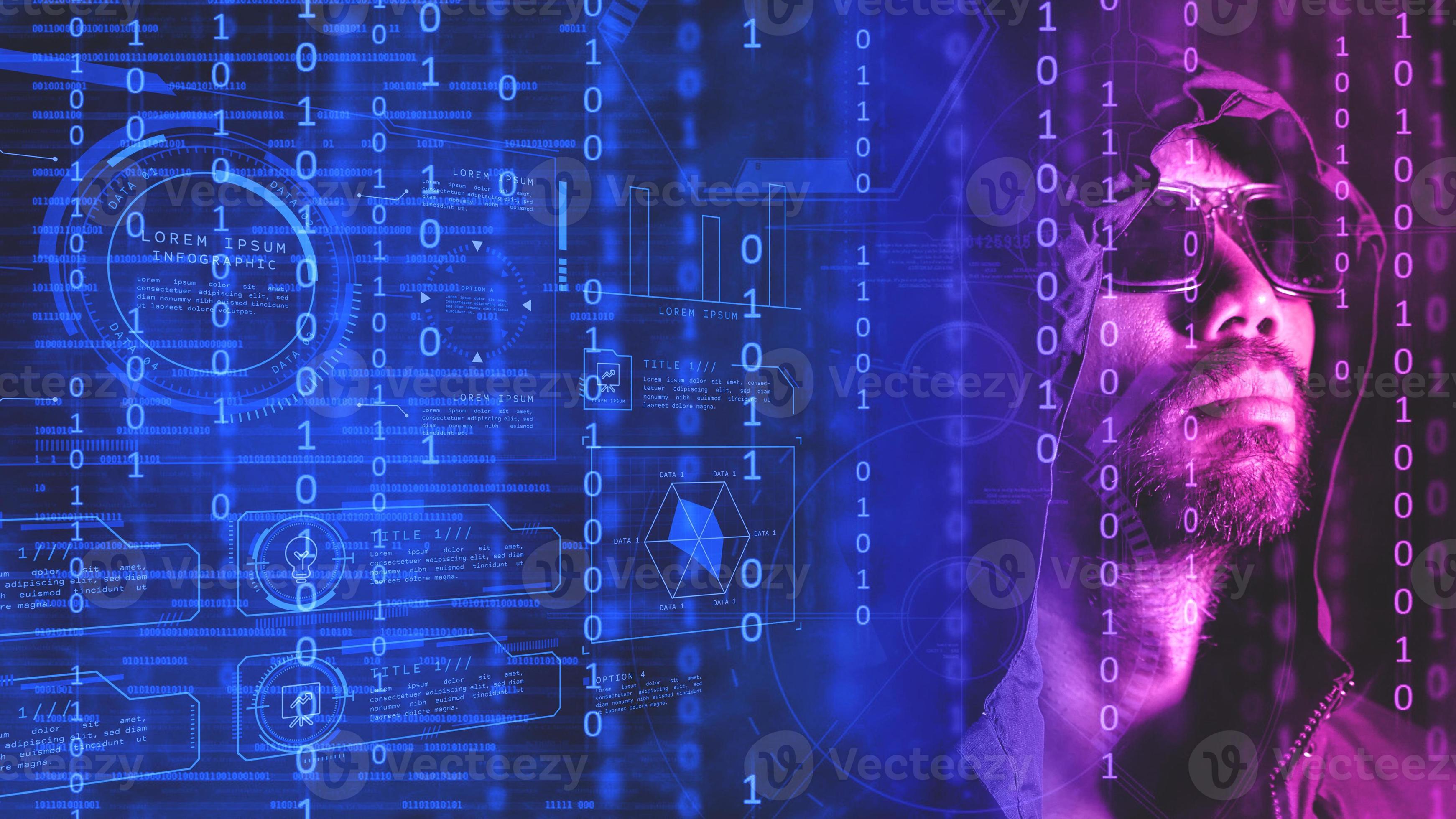 Concept of hackers and cyberpunk or identity theft of computer networks ...