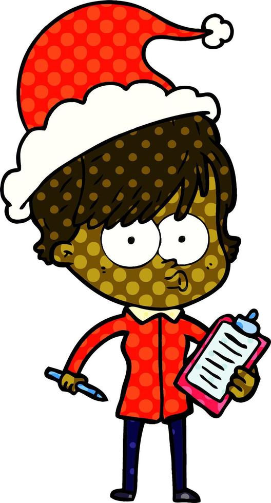 comic book style illustration of a woman wearing santa hat 10542262 ...