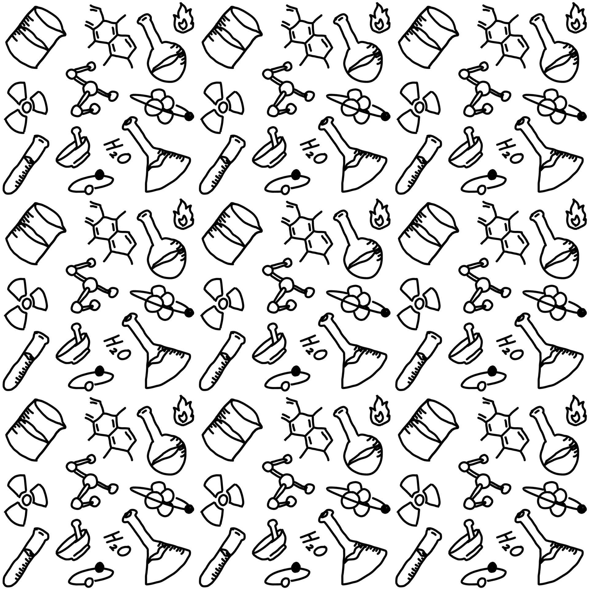 Chemistry Doodle Hand Drawn Icons Pattern Seamless Background Science Education Illustration