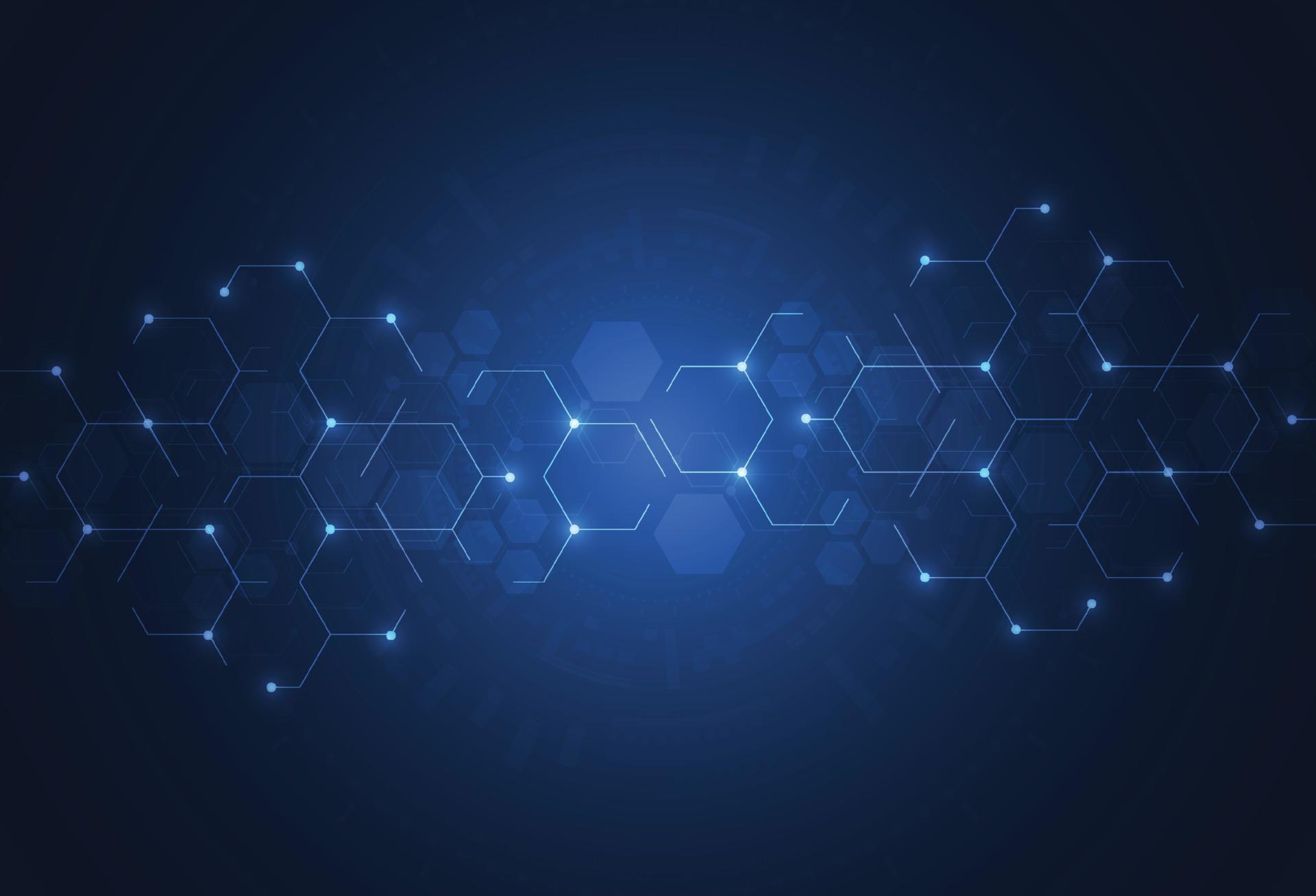 Abstract background hexagons design. Science futuristic energy technology. Hi-tech digital ...