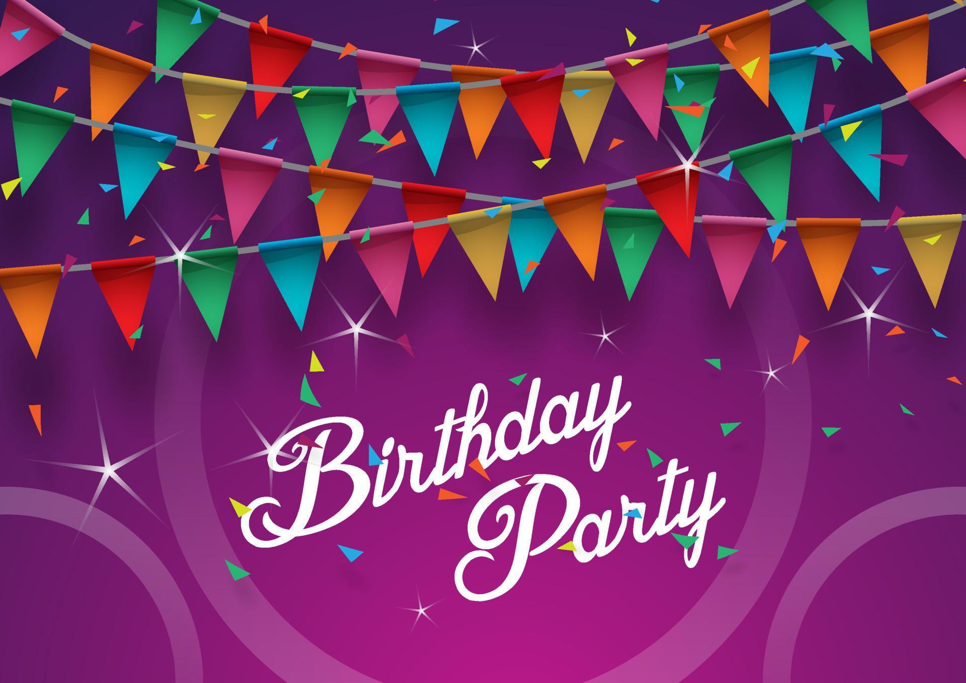 Birthday greeting card. Happy birthday, banner. Colorful confetti and calligraphy lettering ...