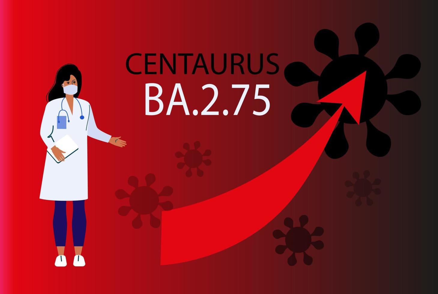 omicron ba.2.75 centaurus.covid-19 variante del virus, póster médico, ilustración plana ...
