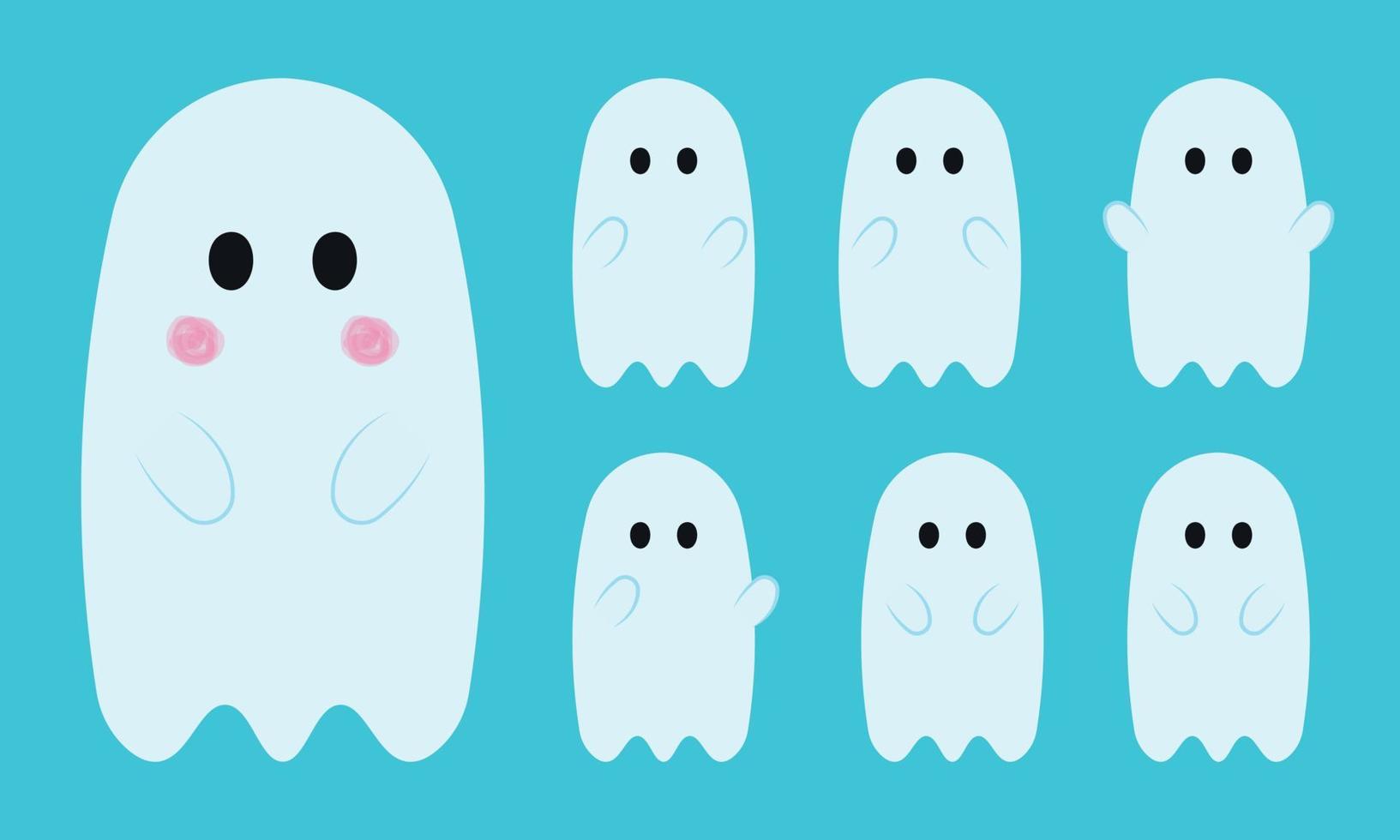Cute Halloween Ghost Icon Clipart Vector In Simple Animated Cartoon